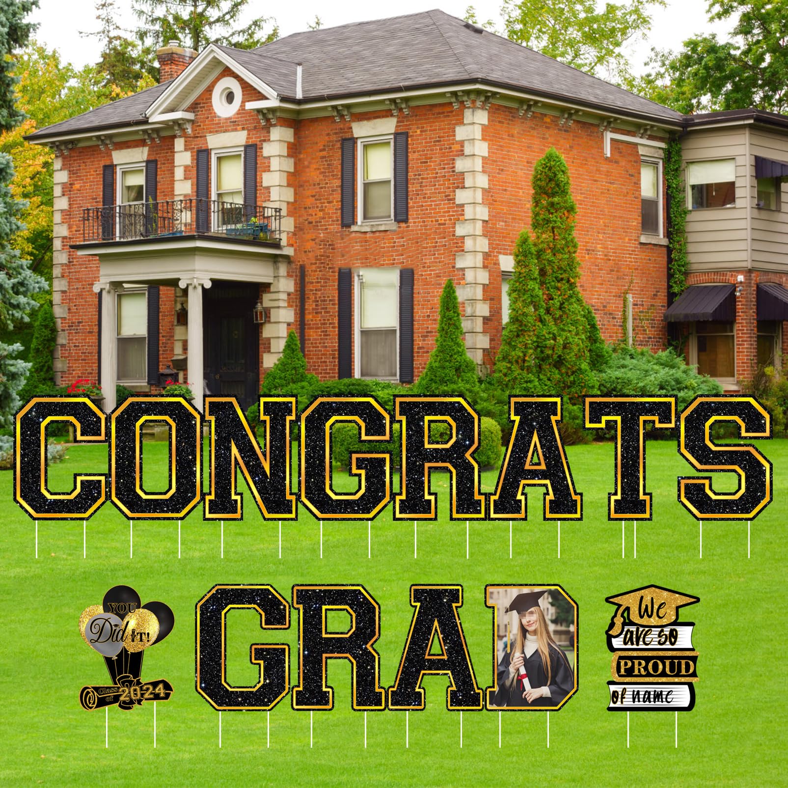 Snapklik.com : Dicodes Custom Photo Graduation Yard Sign 2024 14pcs ...