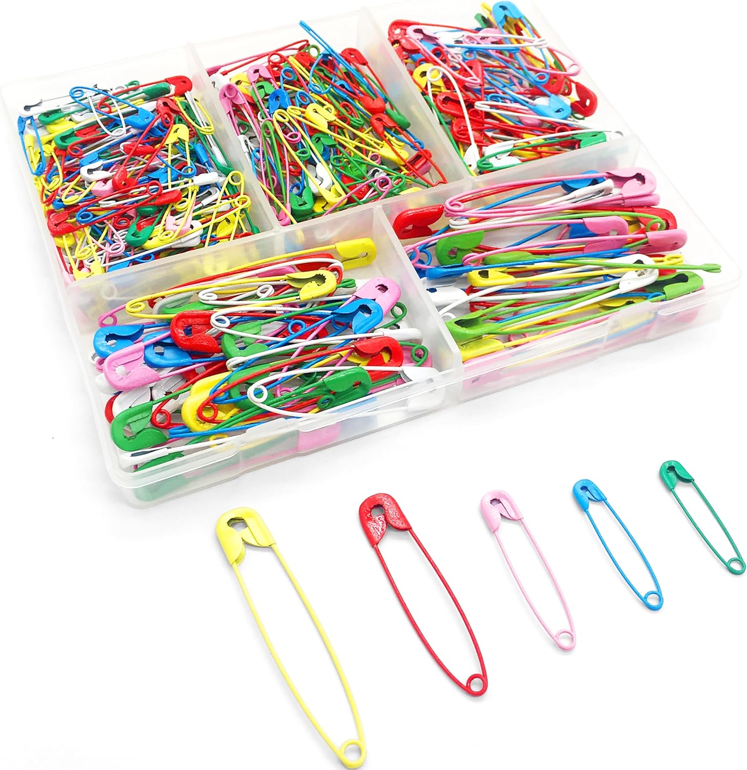 Amazon.com: XINGUANG Safety Pins Assorted, 350 Pcs Colored Safety Pins for Clothes, 5 Sizes ...