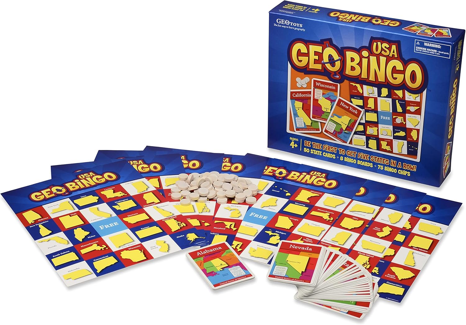 Amazon.com: GeoToys GeoBingo, USA Bingo for Kids, Geography Game for ...