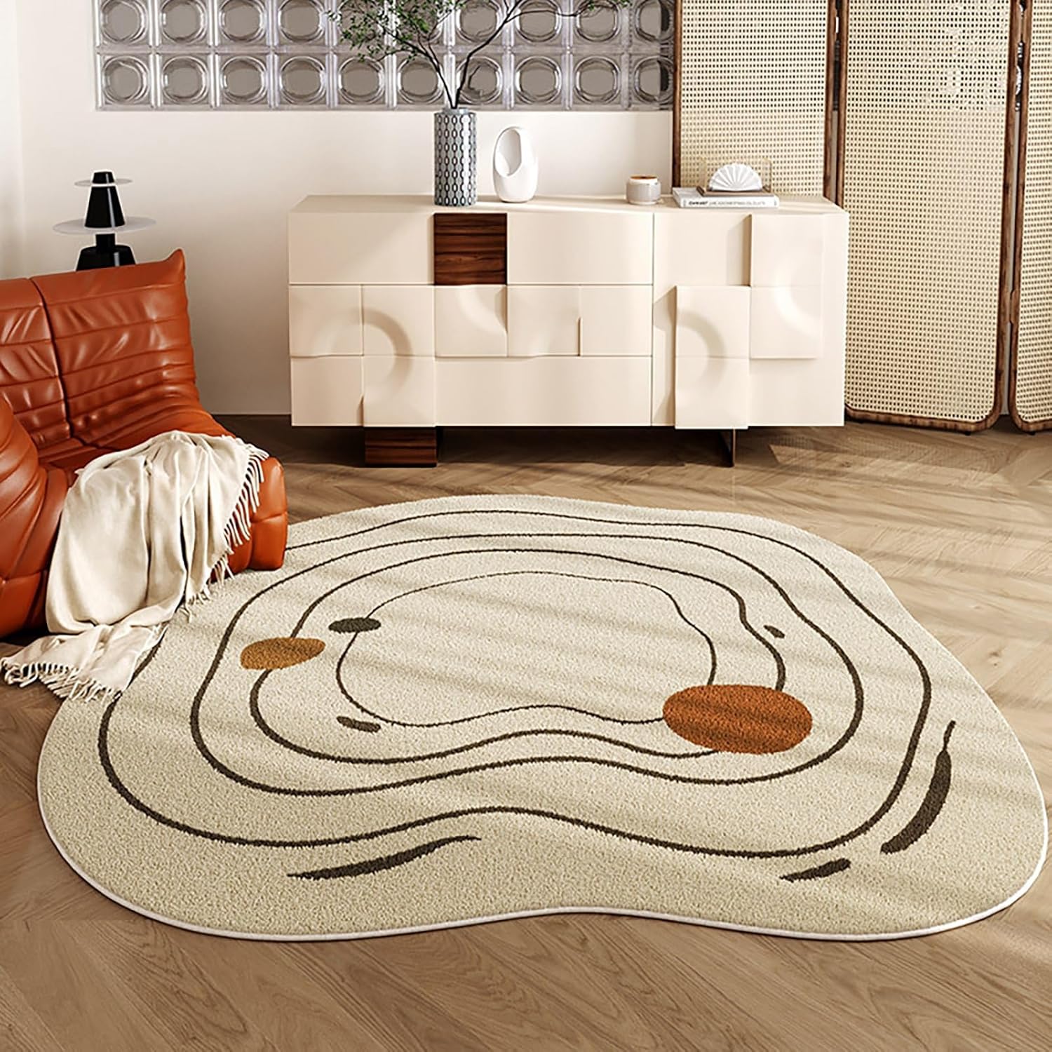 Amazon.com: Irregular Round Area Rug Irregular Shaped Rug Non Slip ...