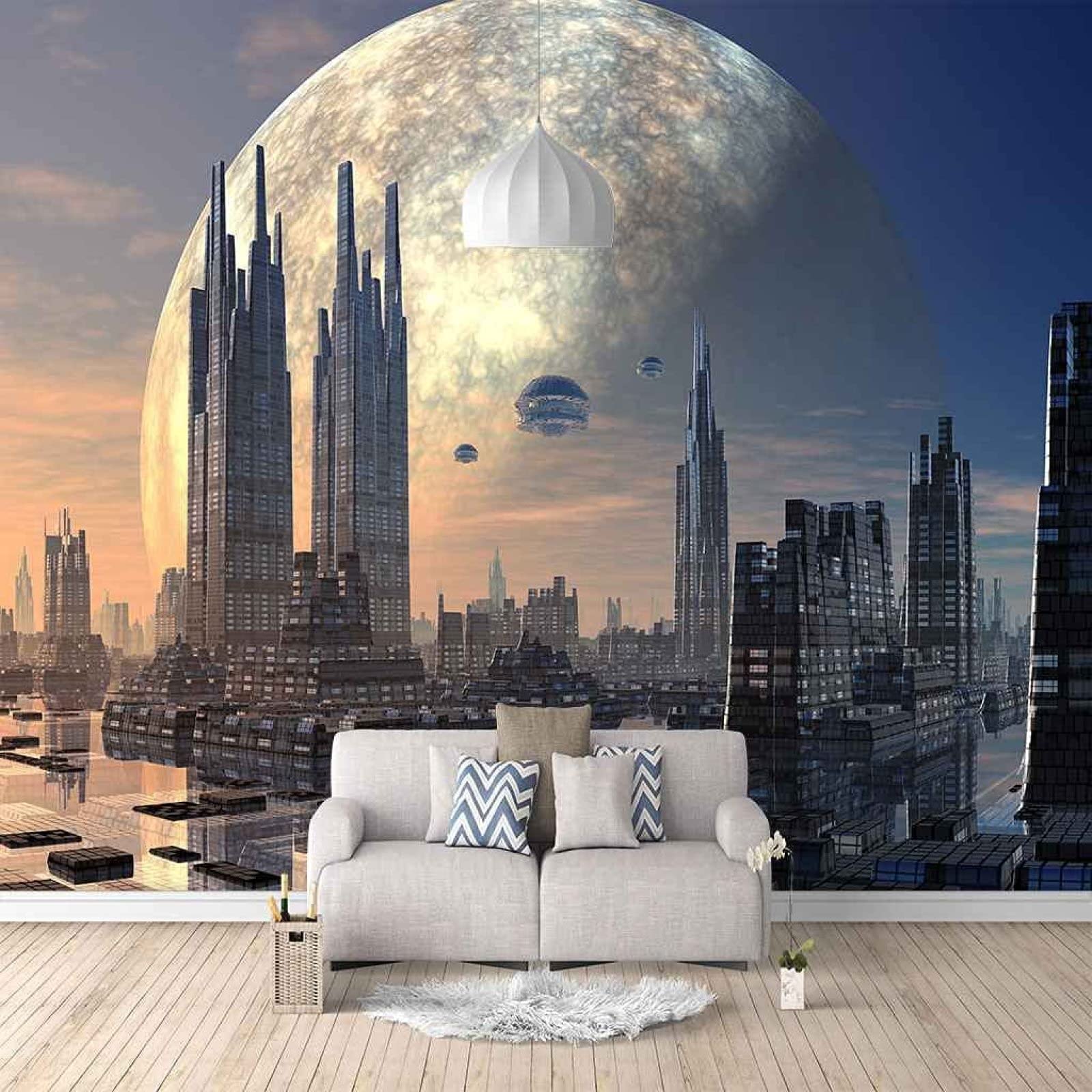 Space City Tapet Fototapete 3D Effekt Kinderzimmer Deko Abstrakter