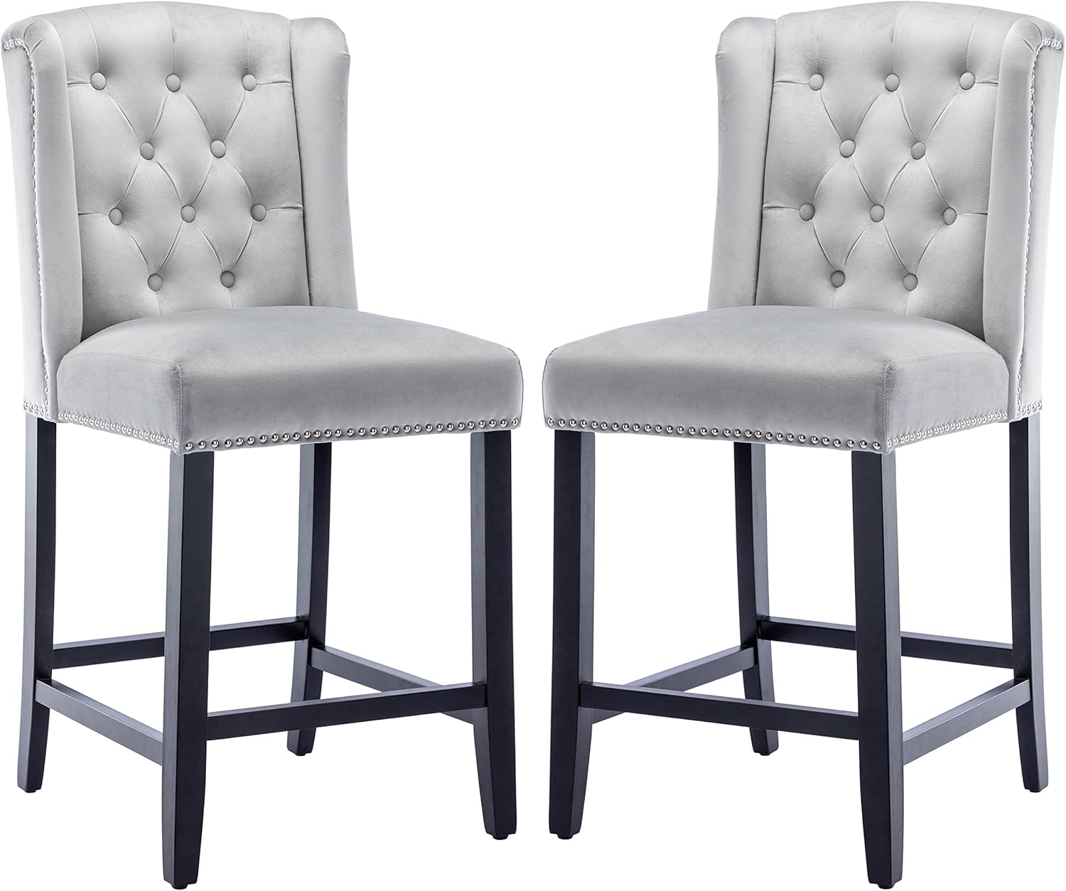 Amazon.com: BTEXPERT Set of 2, Padded Light Gray Velvet Victorian ...