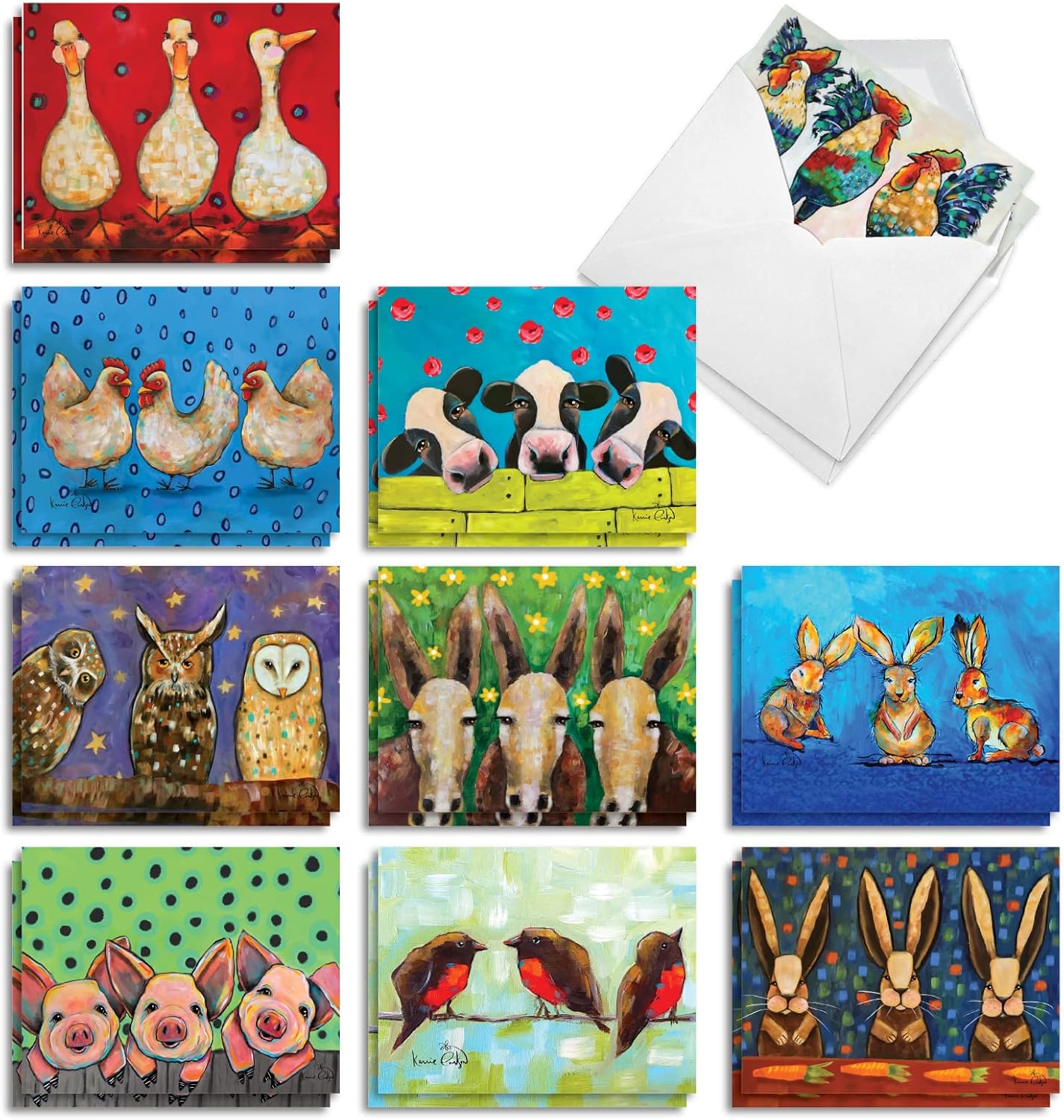 Amazon.com : The Best Card Company - 20 Assorted Blank Note Cards Boxed Set 4 x 5.12 Inch with ...