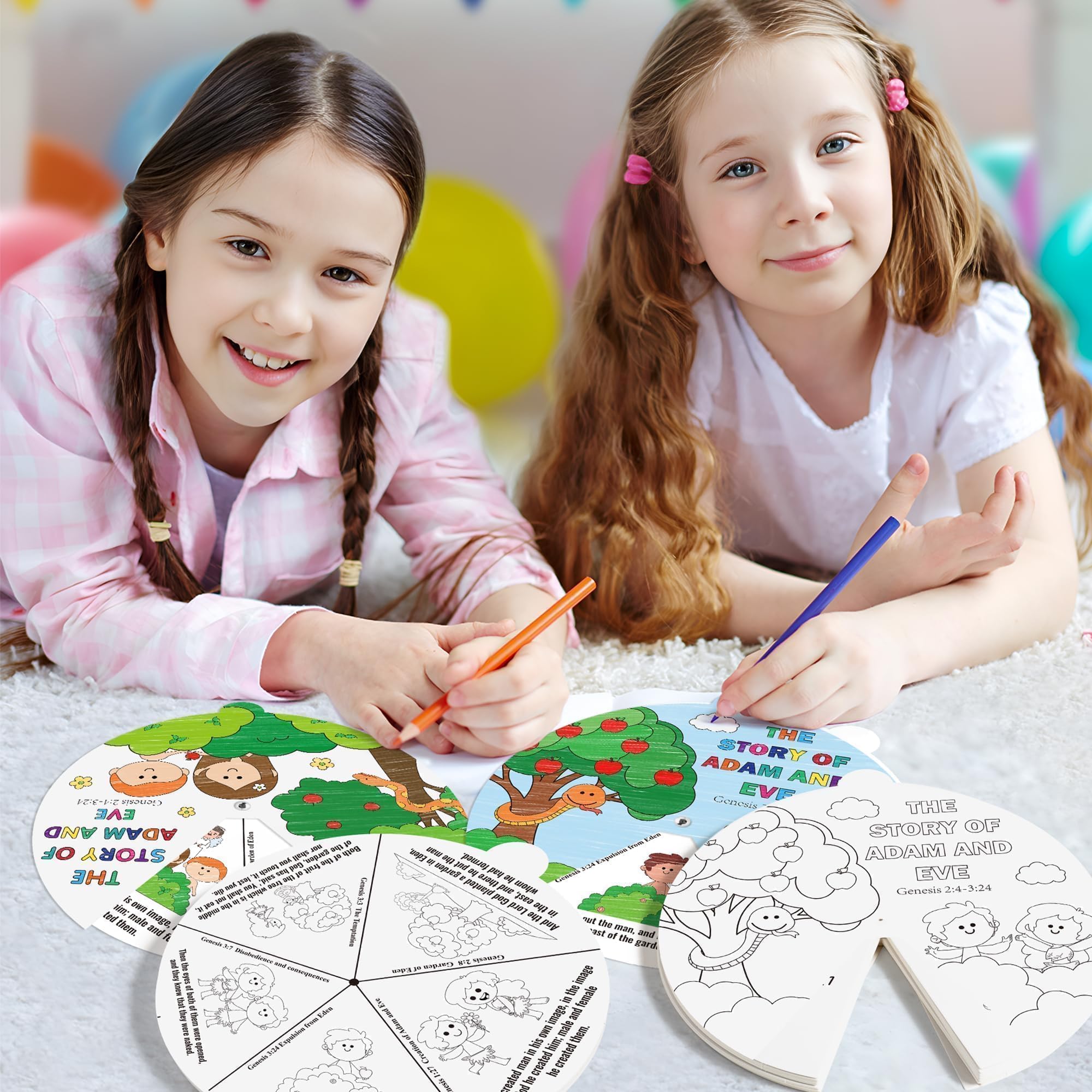Snapklik.com : Summer Adam Eve Paper Crafts Coloring Wheel For Kids ...