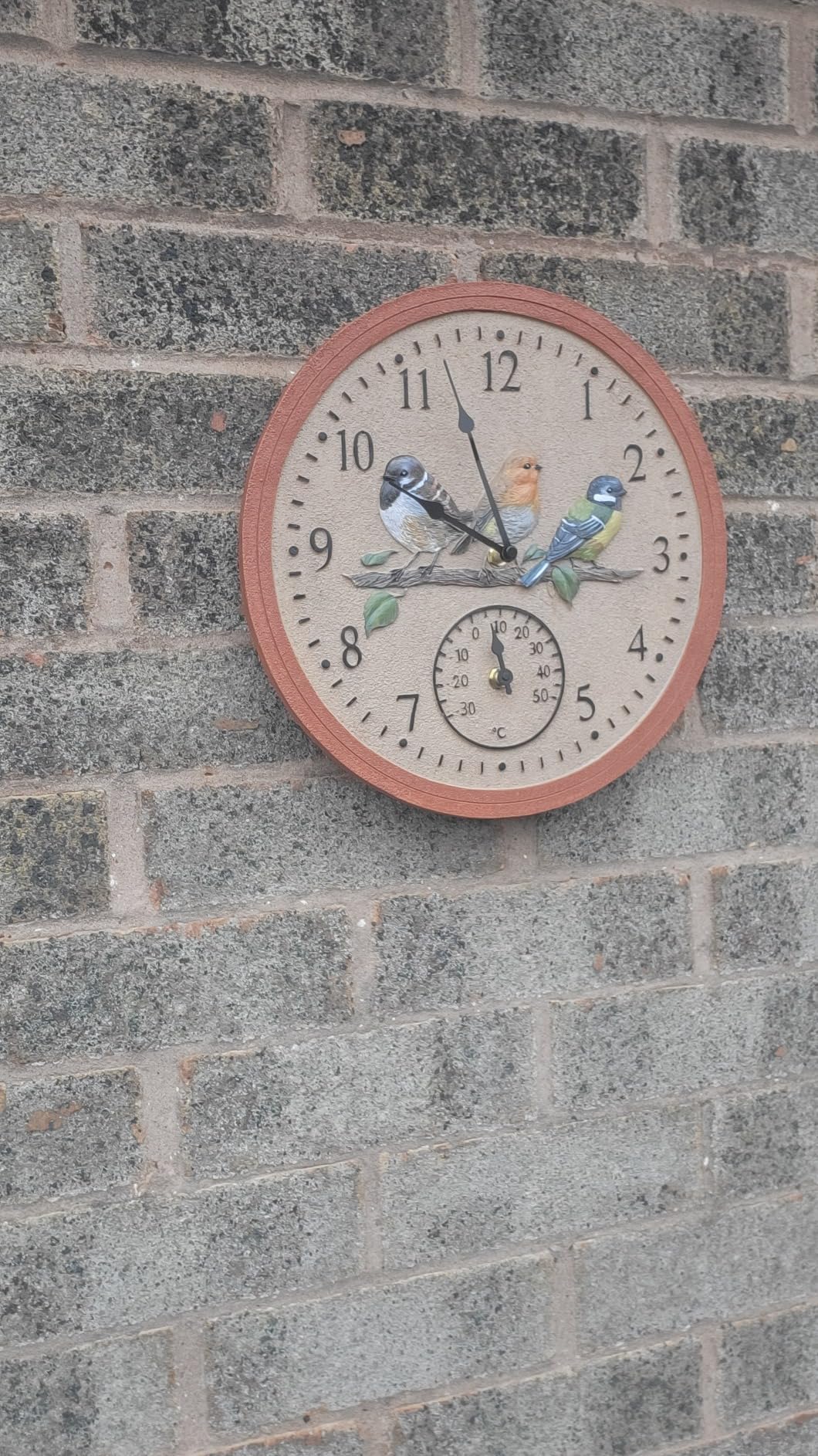 Garden Mile Outside In Birdwood Thermometer & Wall Clock Garden ...