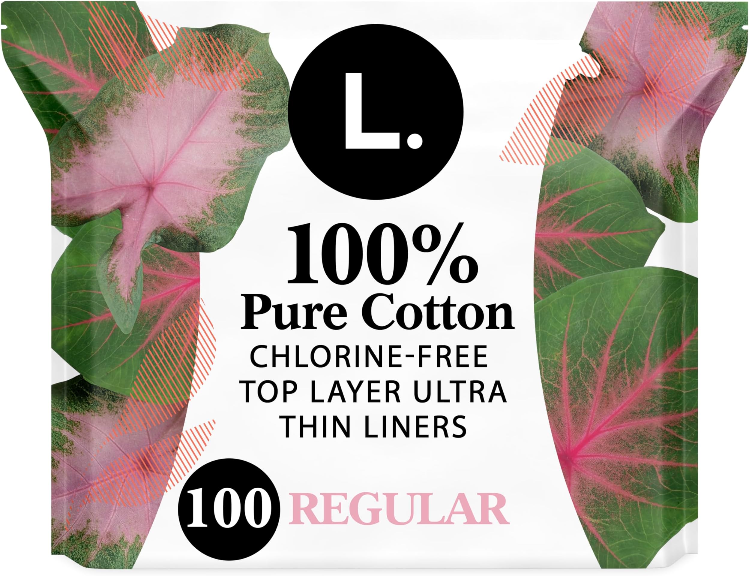Amazon.com: L. Pure Cotton Topsheet Panty Liners for Women, Regular ...