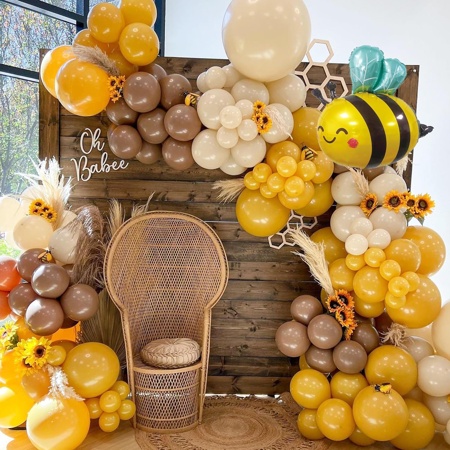 Amazon.com: Bee Balloons Garland Arch Kit 3 Colors 163Pcs (Lemon/Brown ...