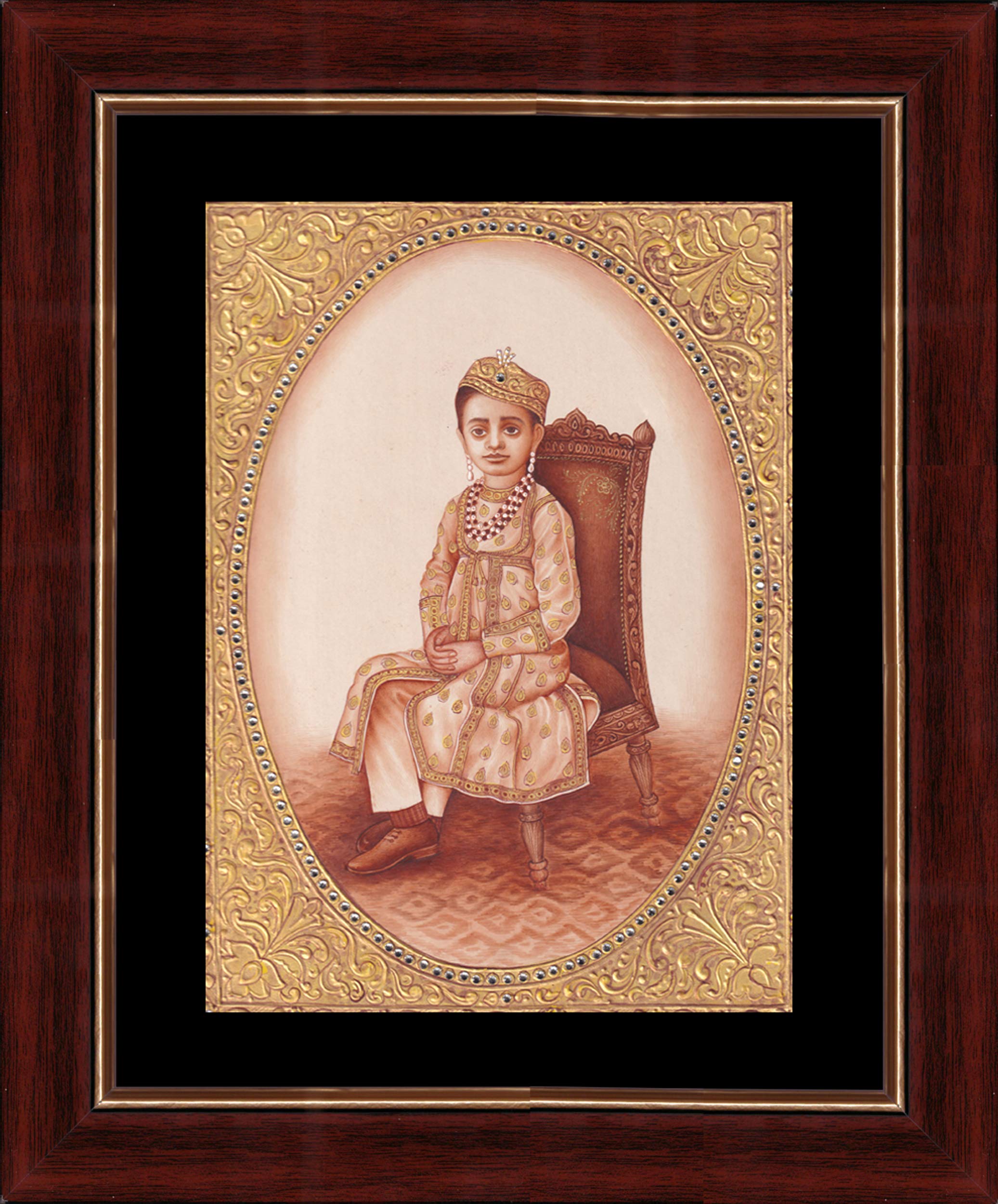 Mughal Period Portrait Of Princess Indira Raje Gaekwad Indian Miniature ...