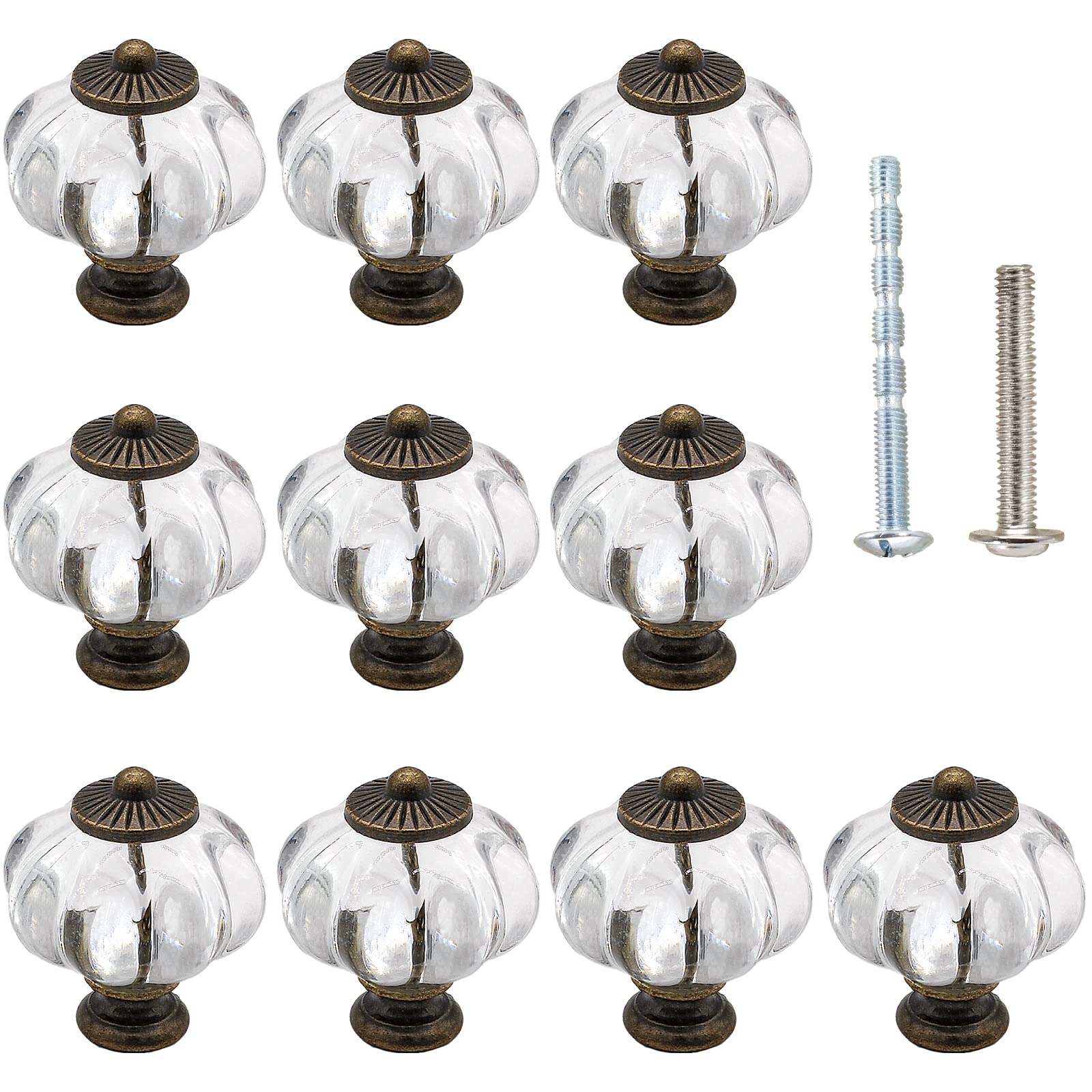 Waziaqoc 10PCS Clear Pumpkin Knobs, Acrylic Cabinet knobs Antique ...