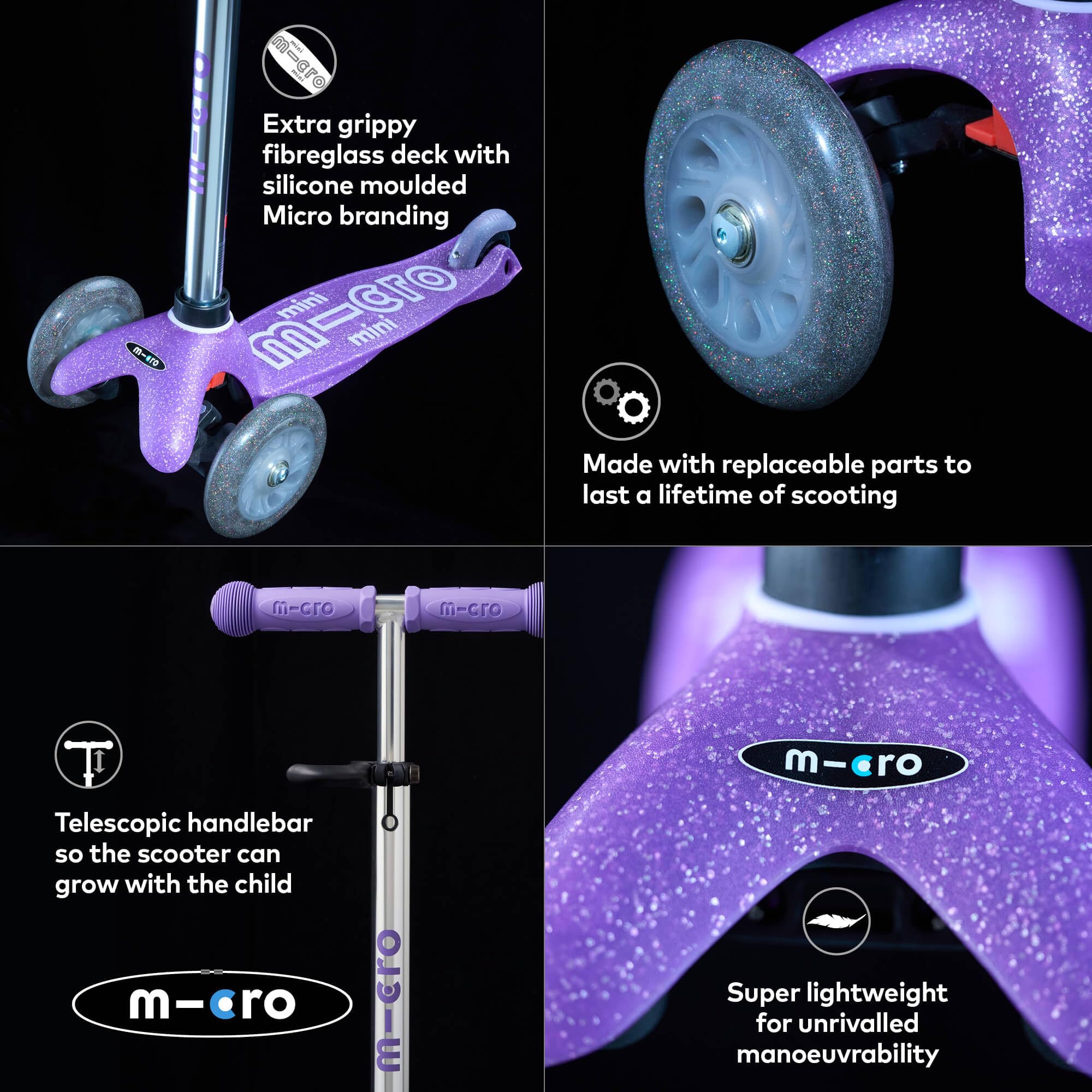 Snapklik.com : Micro Kickboard Mini Deluxe Glitter LED Scooter ...