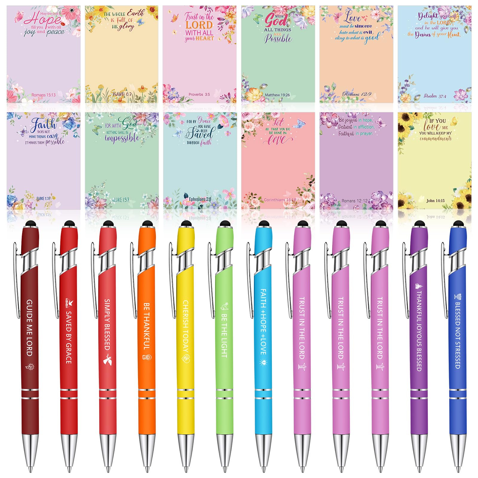 Amazon.com : 24 Pcs Biblical Sticky Notes Christian Stylus Ballpoint ...