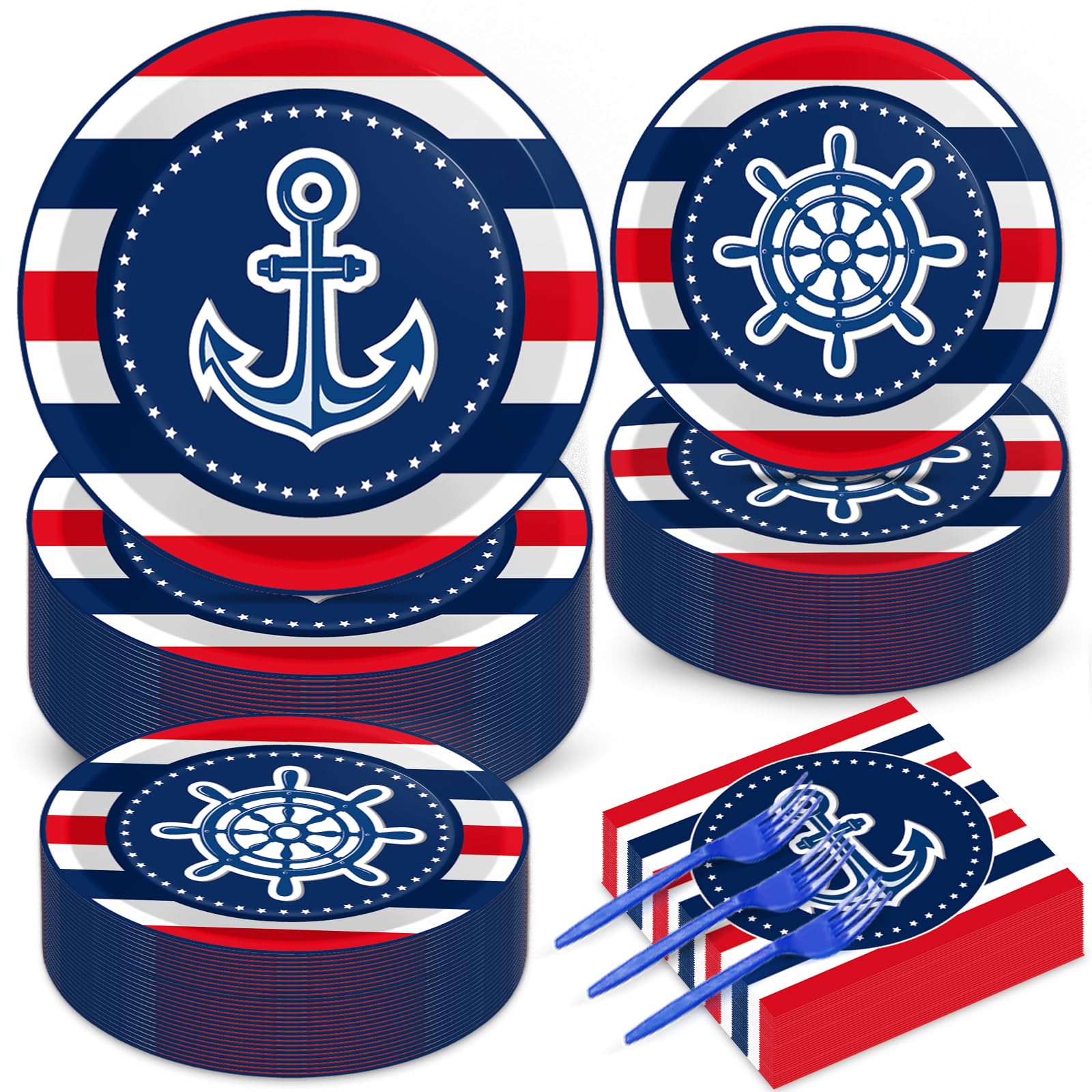 Amazon.com: 50 Guests Nautical Anchor Party Supplies Anchor Theme ...