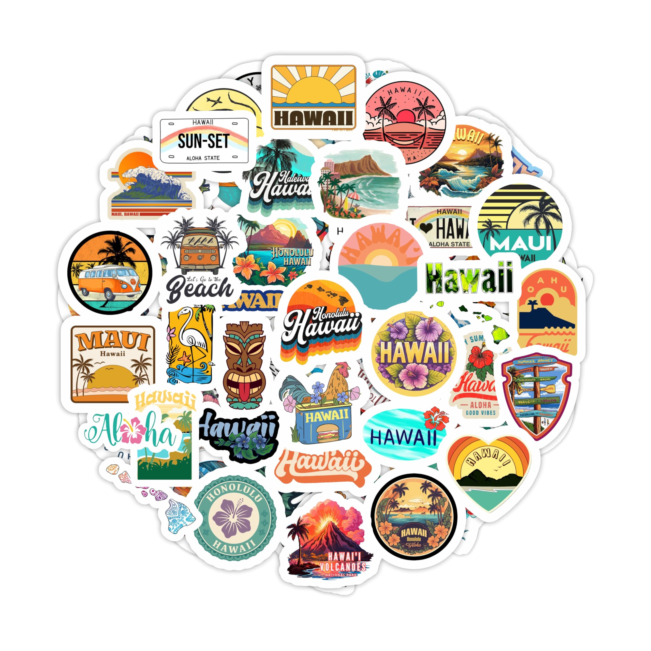 Amazon.com: 100Pcs Hawaii Stickers for Water Bottle and Laptop - Hawaii ...
