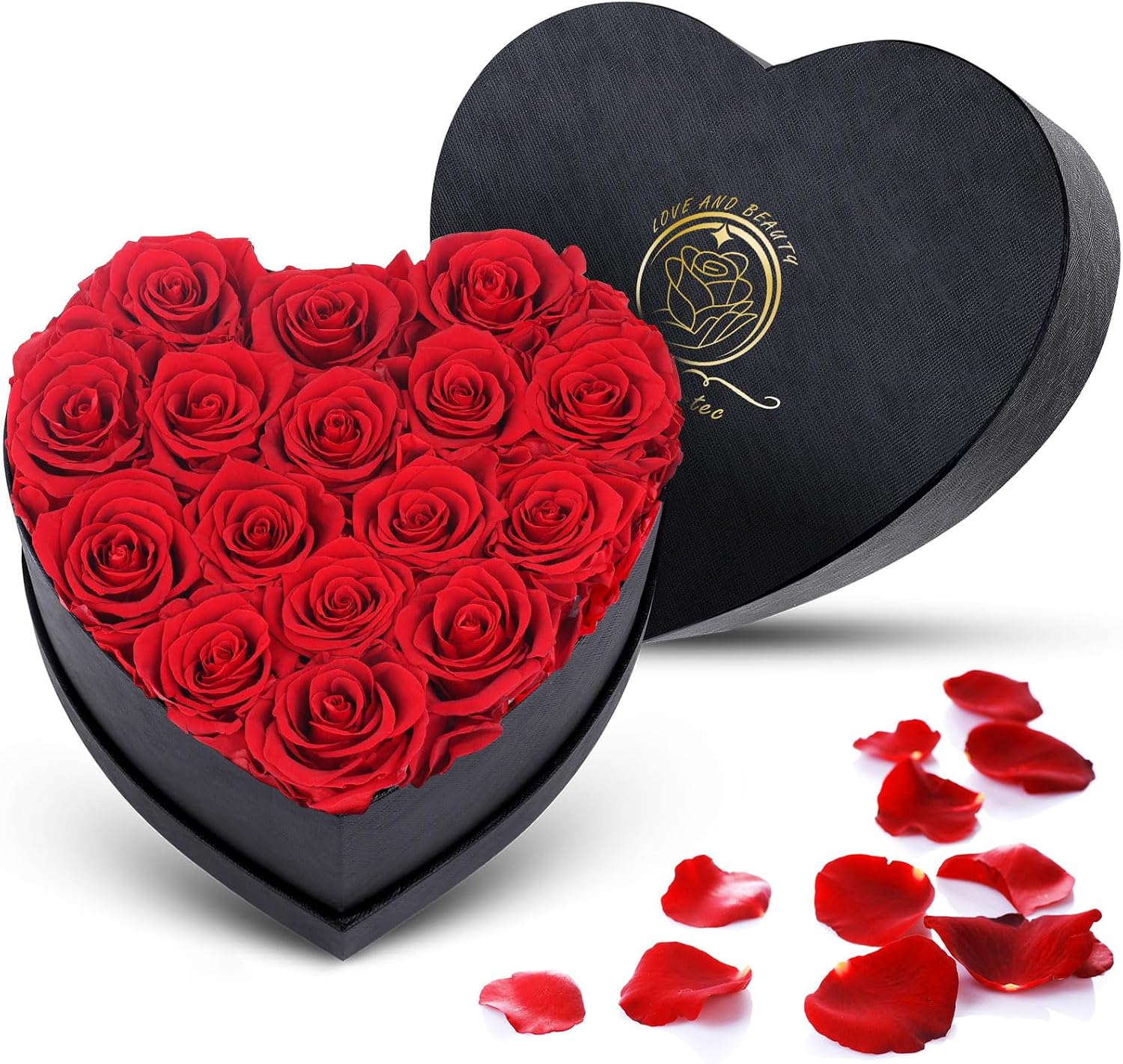 Amazon.com: Preserved Flower Rose, Roses Gift for Anniversary in Heart ...