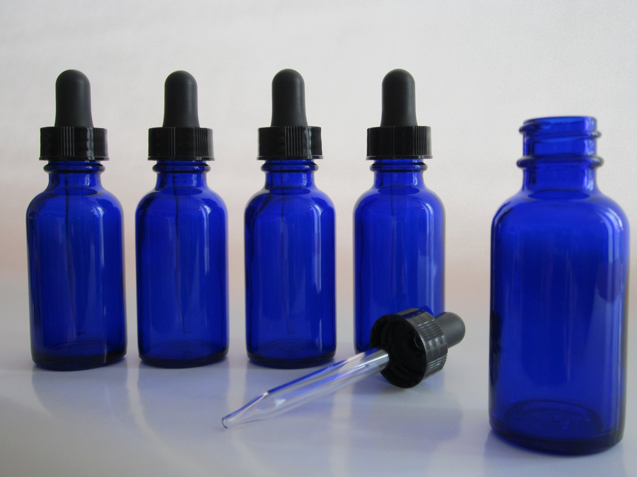 GreenHealth Cobalt Blue Glass Bottles with Droppers, 2 fl oz - Set of ...
