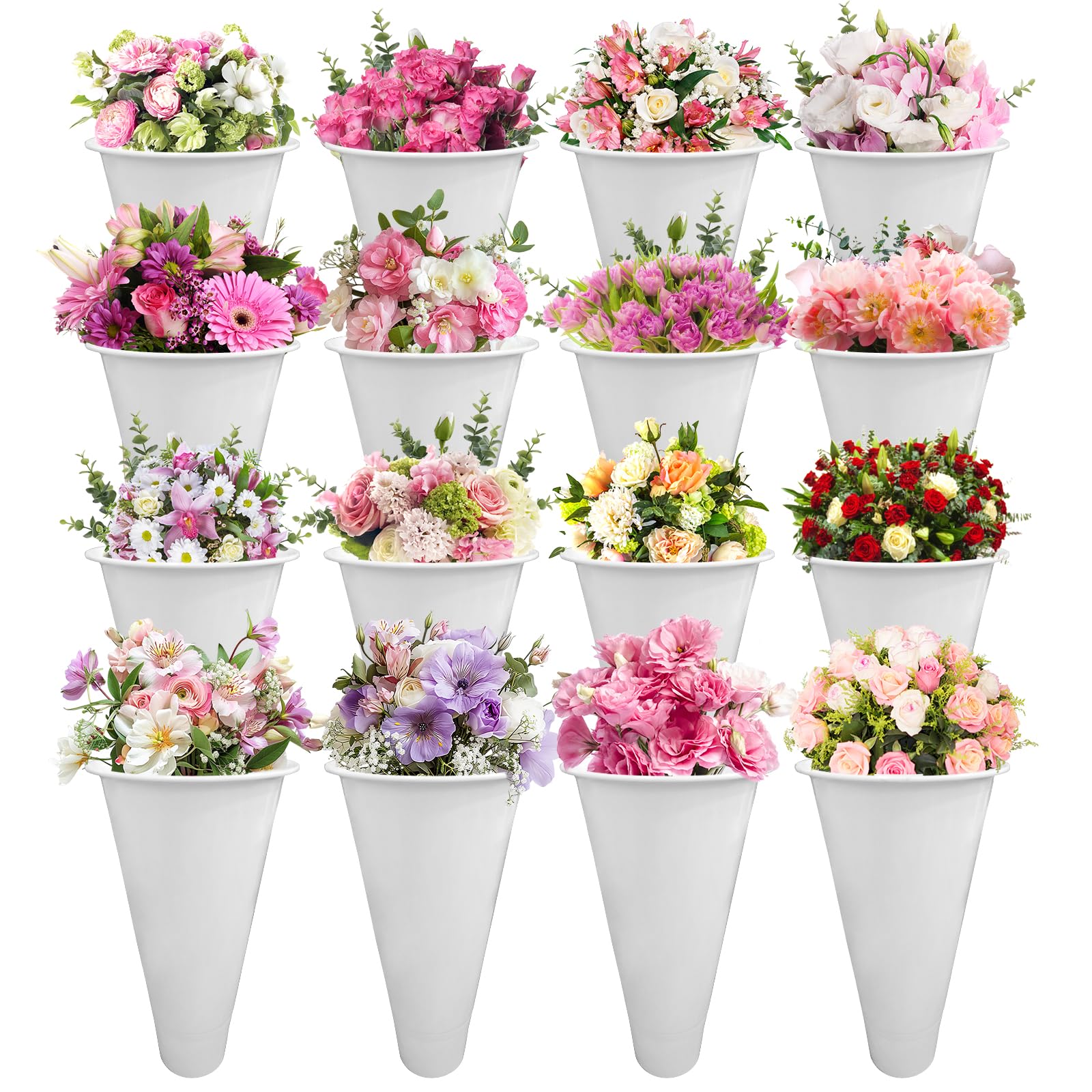 16 Pcs Flower Buckets, 14.5 Inch Plastic Floral Bucket for Cut Flowers ...