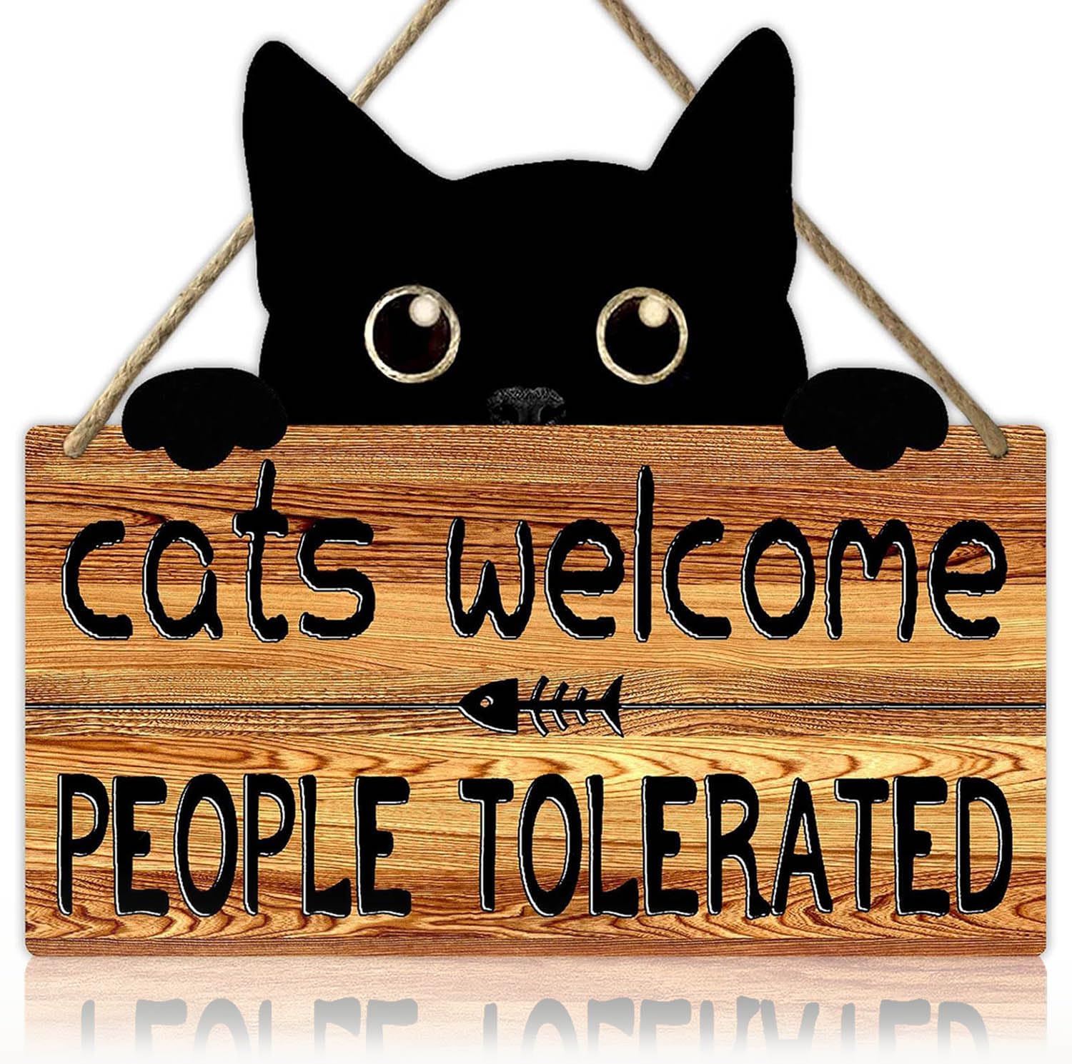 Amazon.com: Funny Cat Signs Black Cat Welcome Sign Cat Home Decor Gifts ...