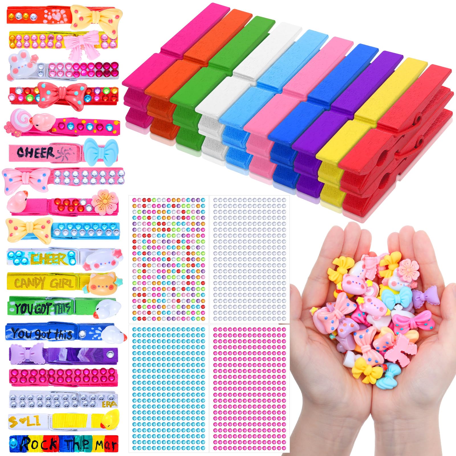 Amazon.com: JellyArch 50 Pcs Cheer Pins Spirit Clips Wooden Cheer Pins ...