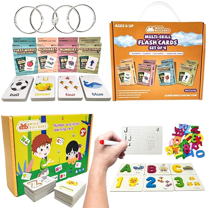 Buy WhizBuilders Multi-Skill Flash Cards Set & Alphabet Flash Cards Set ...