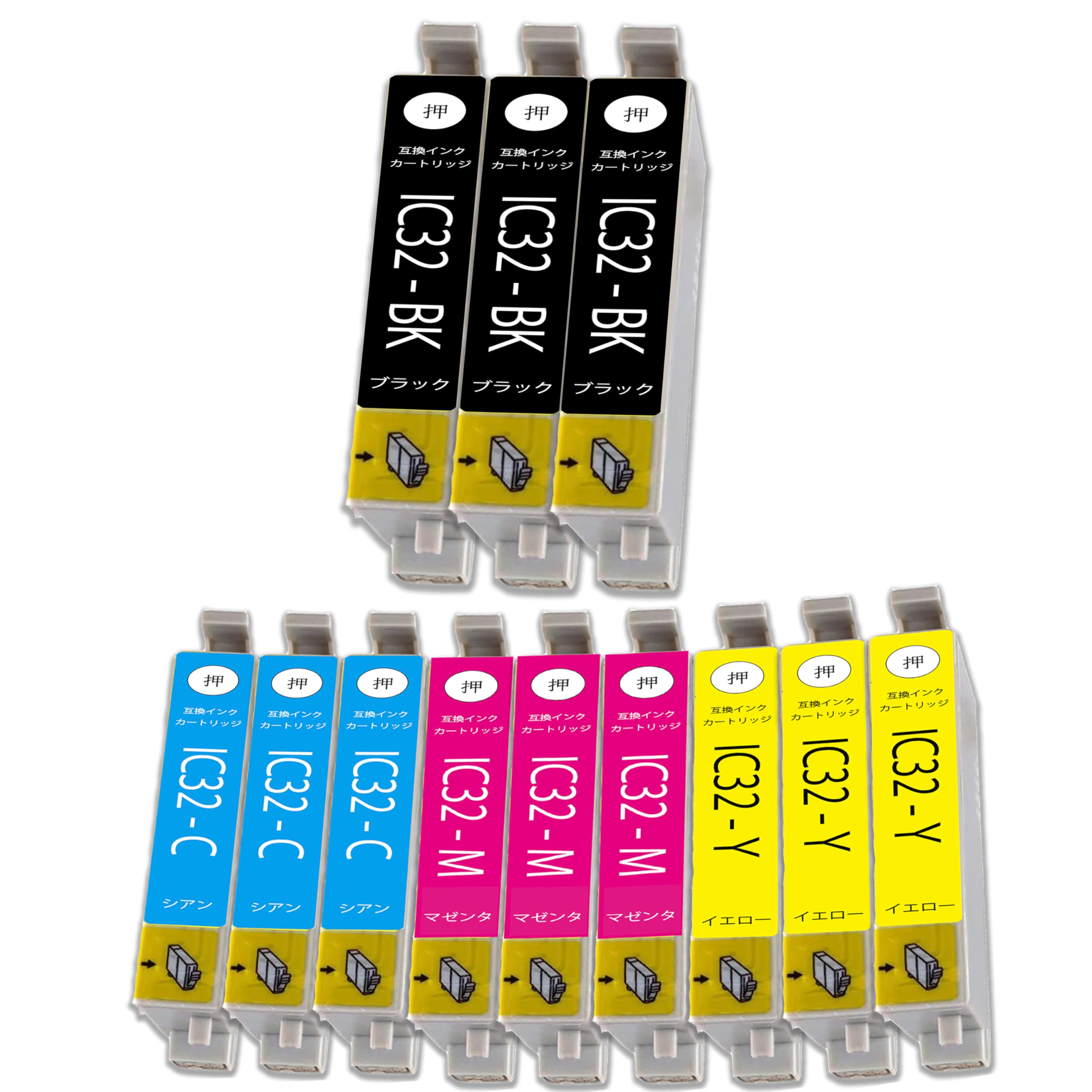 Amazon.co.jp: 【埼玉WH】IC6CL32 互換インクカートリッジ 4色セット IC32-BKx3 / Cx3 / Mx3 / Yx3 計12本 残量表示機能付 ICチップ付け 大 ...