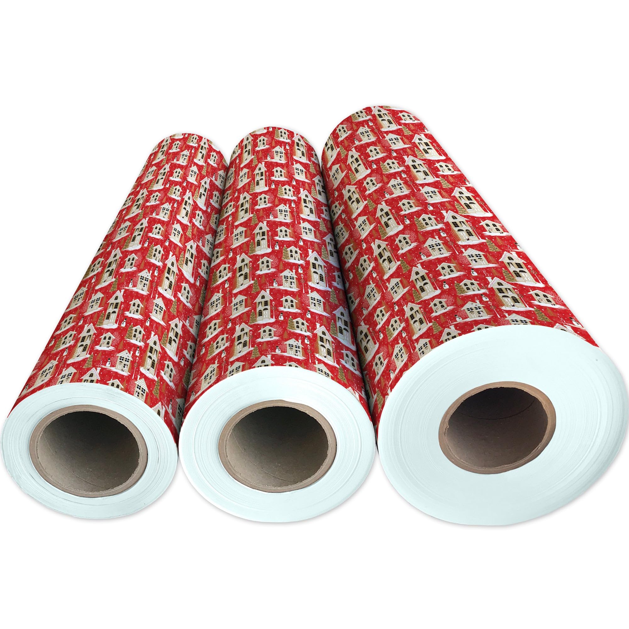 Jillson Roberts Bulk Christmas Gift Wrap, Christmas Village, 1/2 Ream ...