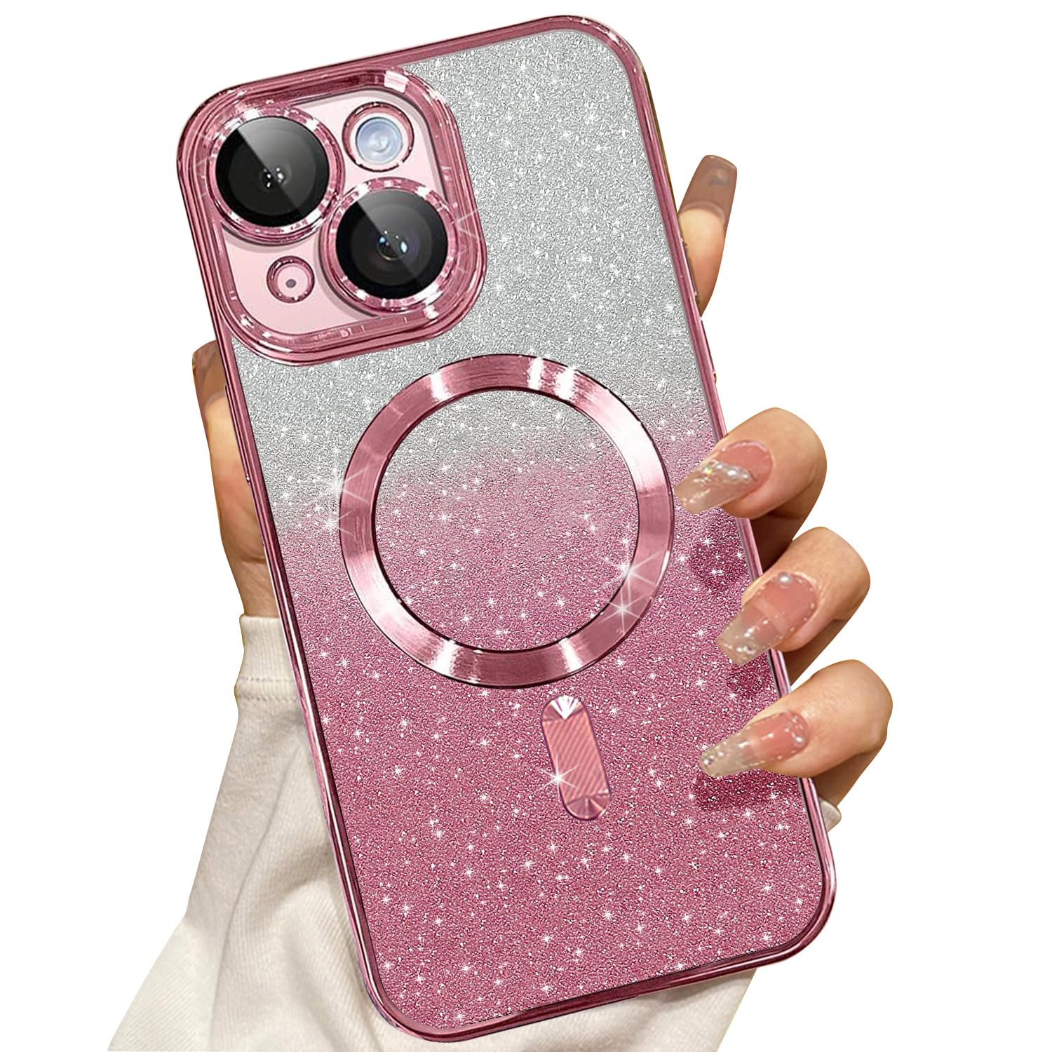 Amazon.com: Misscase Compatible with iPhone 14 Magnetic Glitter Case with Camera Lens Protector ...