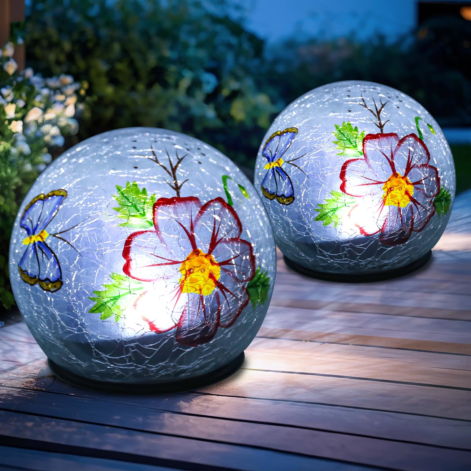 Amazon.com: 2 Pack Garden Solar Lights Outdoor Decorative, Glass Solar ...