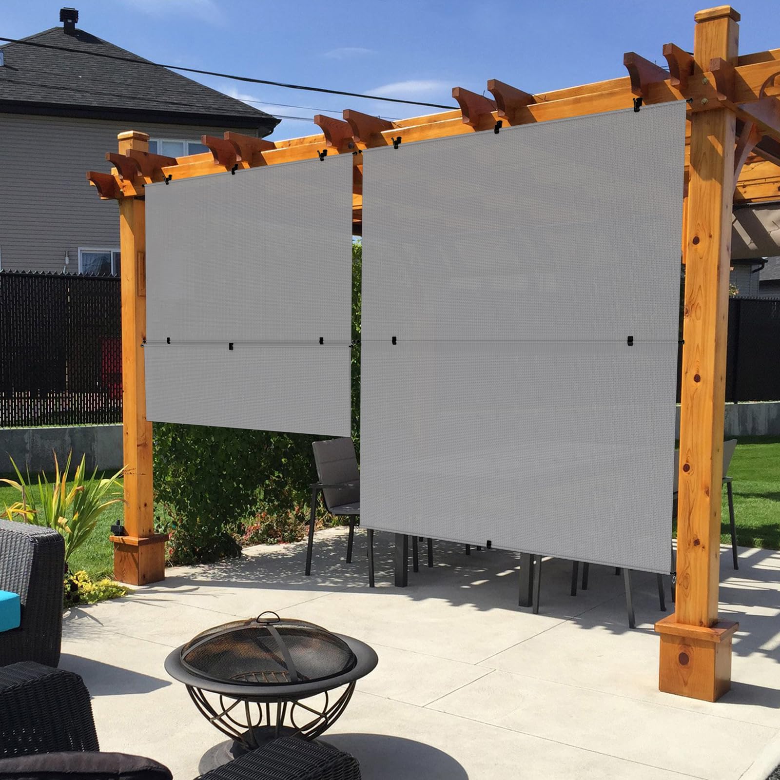 Amazon.com : Windscreen4less 8'W x 6'H Sun Shade Curtain Foldable Shade ...