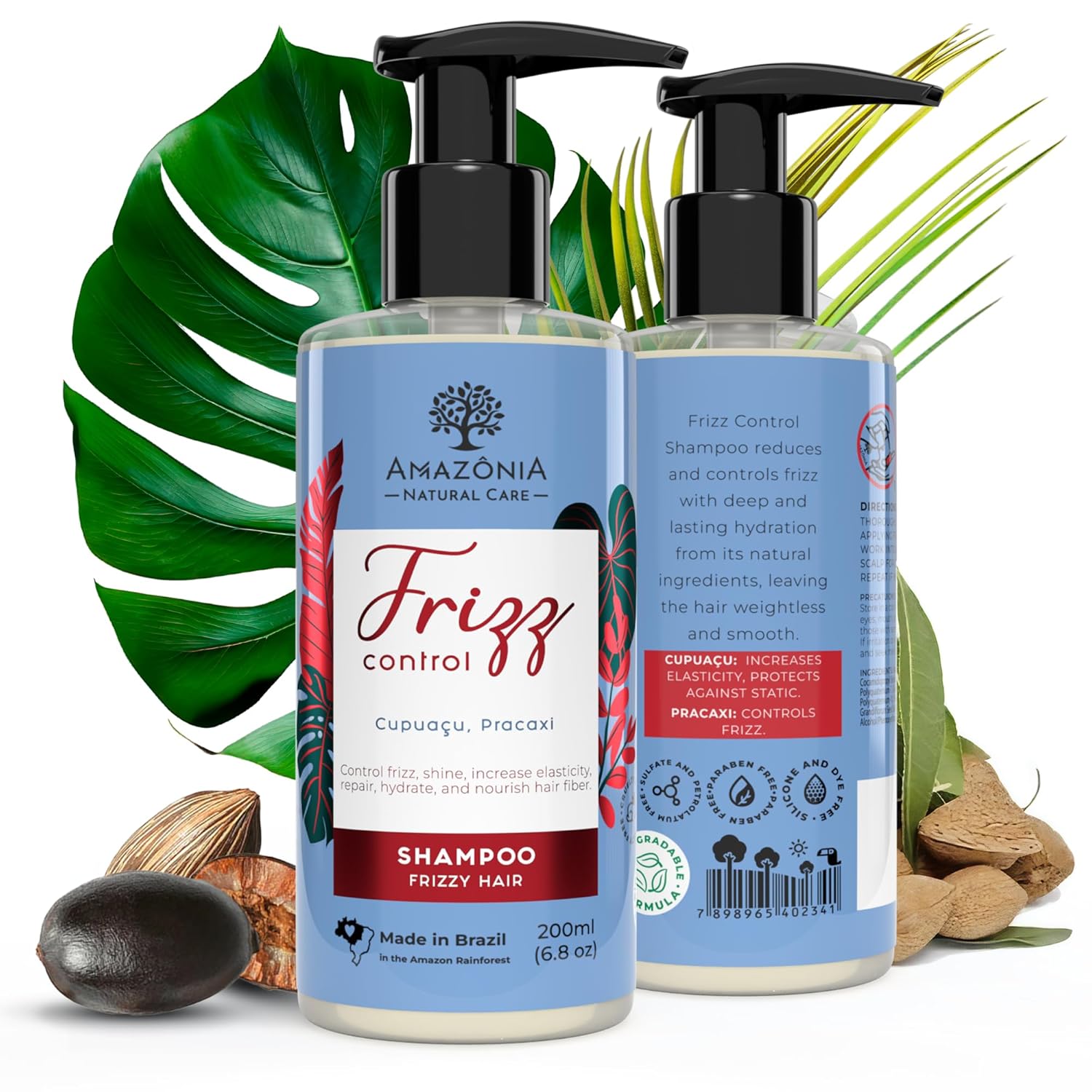 Amazon.com : All Natural Frizz Control Shampoo for Men & Women- Anti ...