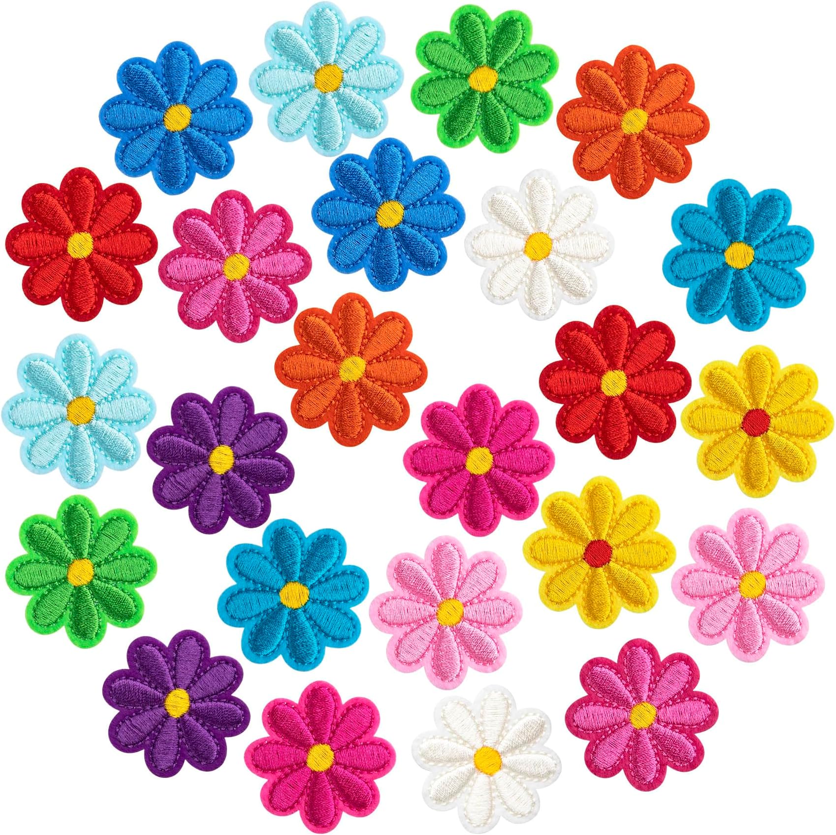 Amazon.com: PAGOW 20 Pcs Cute Flower Iron on Patches, 5 Petals Flower ...