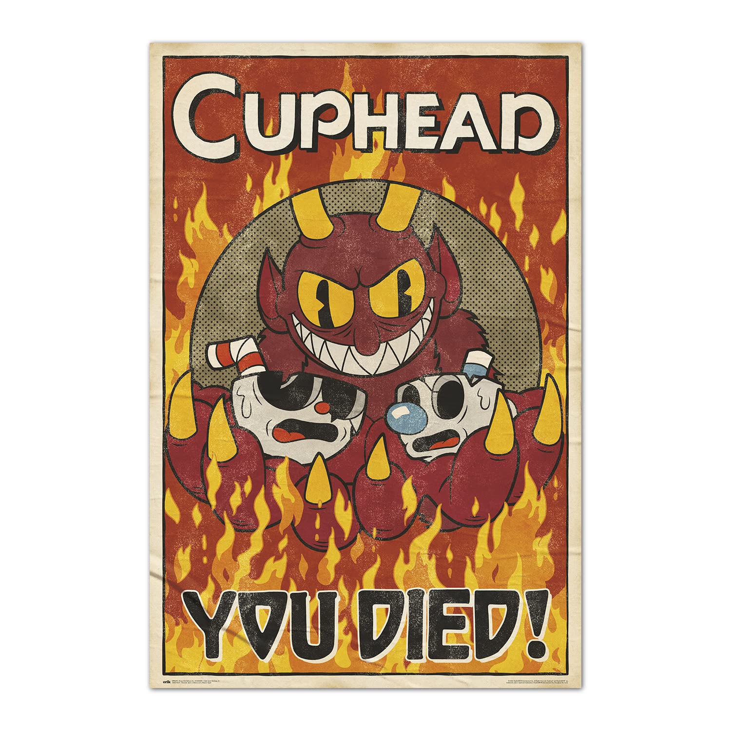 Grupo Erik Cuphead You Died! Poster - 35.8 x 24.2 inches / 91 x 61.5 cm ...