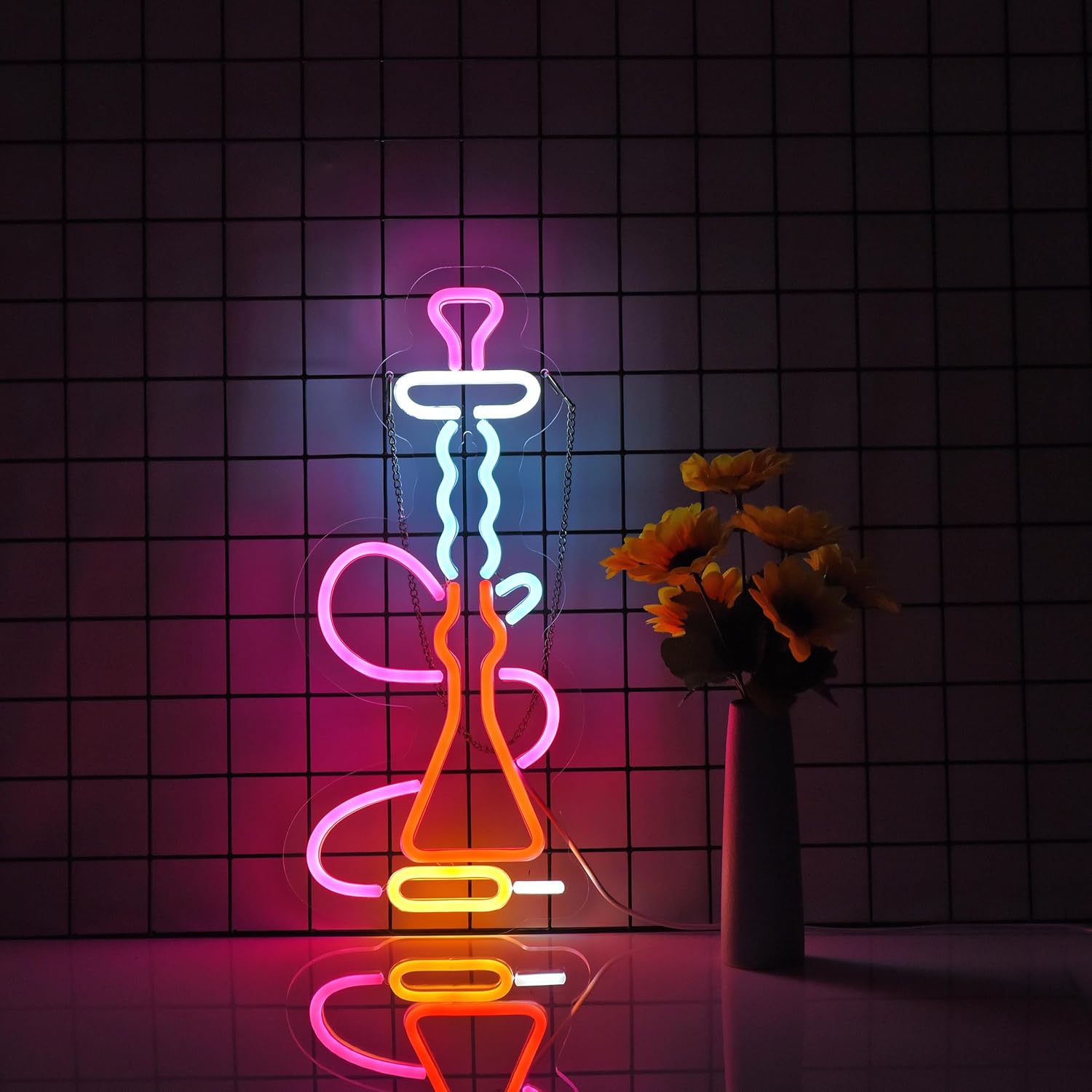 Roouneon Hookah Neon Sign for Wall Décor with Dimmable Switch LED Neon ...
