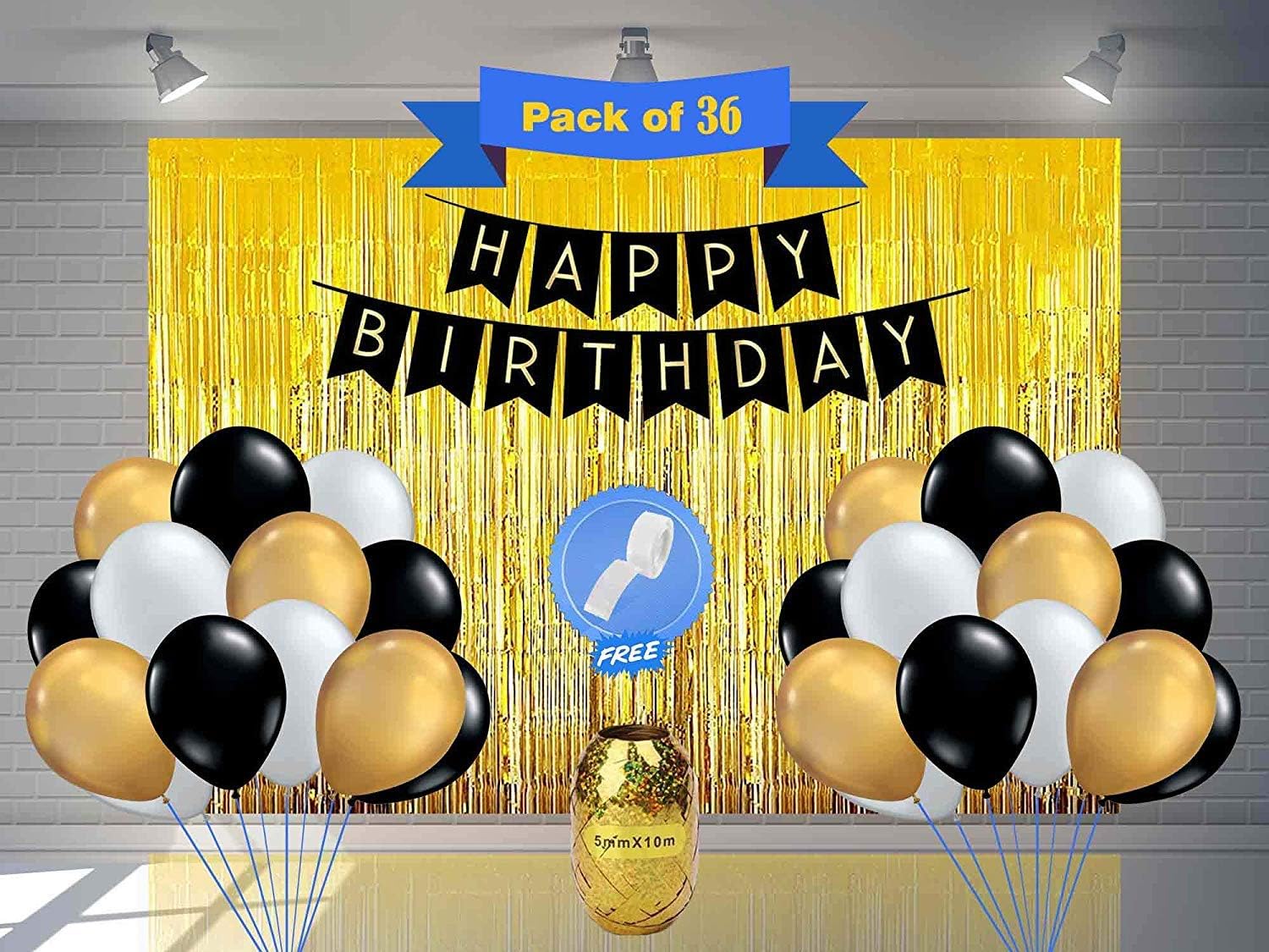 Party Propz 36 Pcs Golden Birthday Decoration Items Combo For Happy party-propz-36-pcs-golden-birthday-decoration-items-combo-for-happy