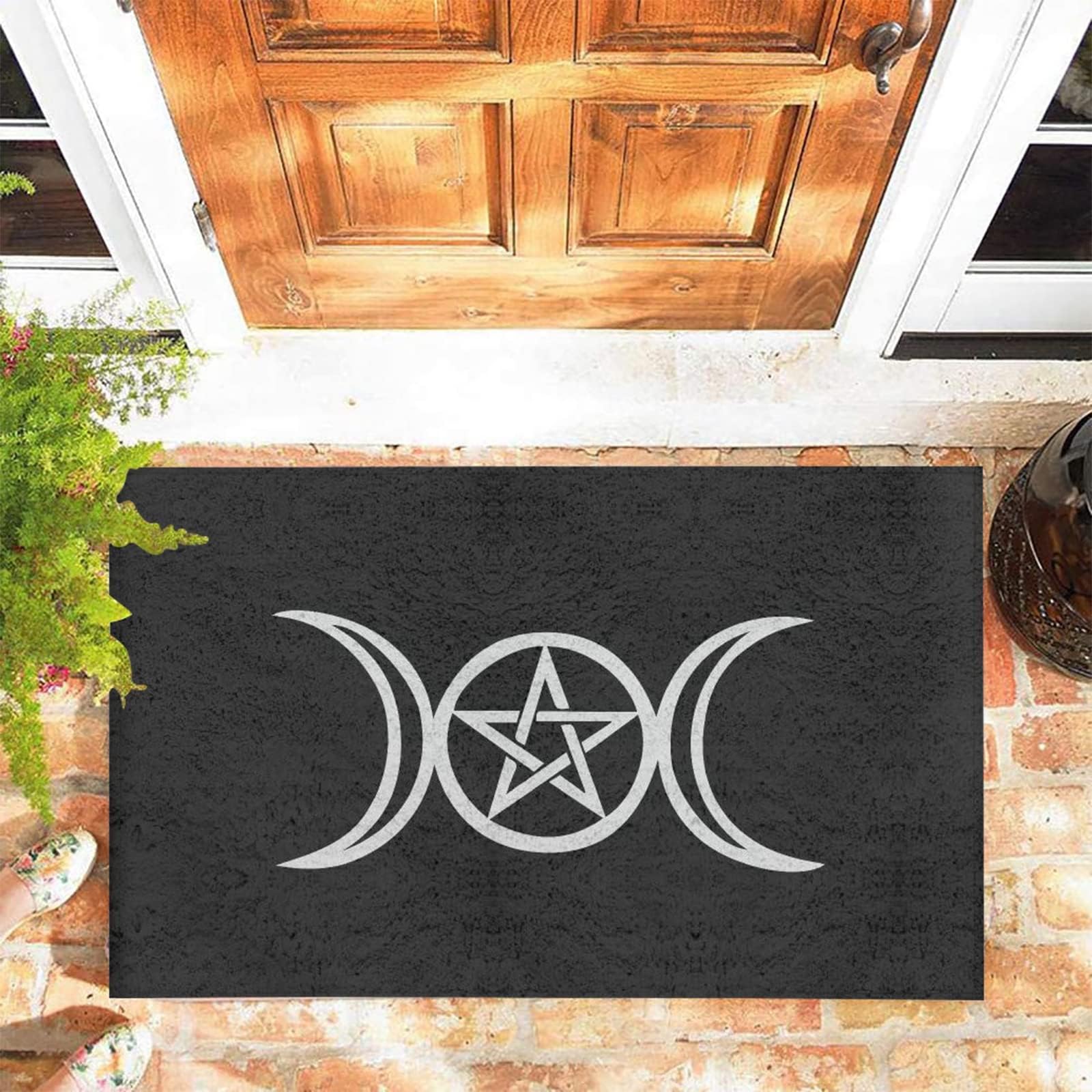 Entrance Rug Wiccan Pagan Witch Tripple Moon Pentagram Indoor Outdoor ...