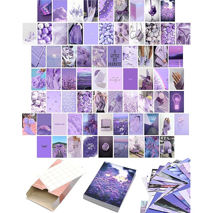 Buy Lovelyduo Wall Collage Kit Aesthetic Pictures 70pcs Purple Photo ...