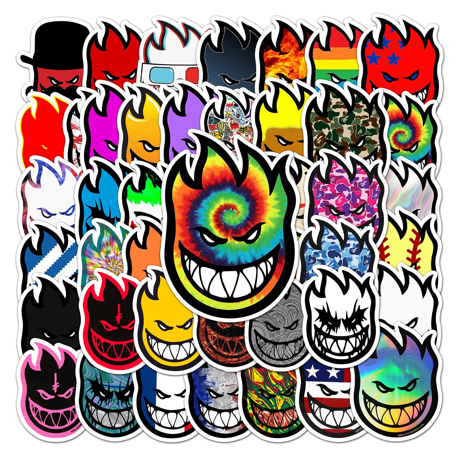50pcs Cool Spitfire Stickers Colorful Fire Man Doodle PVC Waterproof ...