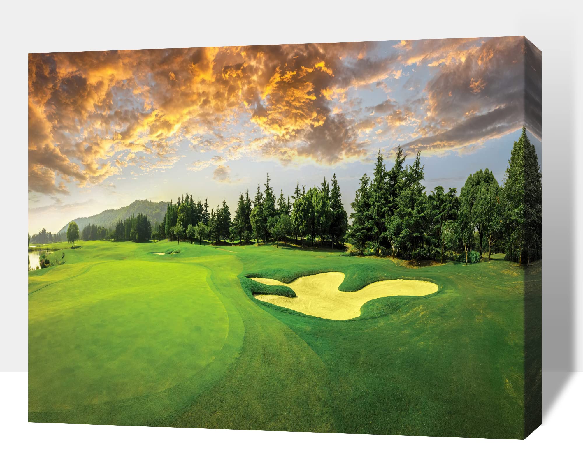 Golf Course Wallpaper 1920x1080 Painting Poster, Foto Aerial View Of A
