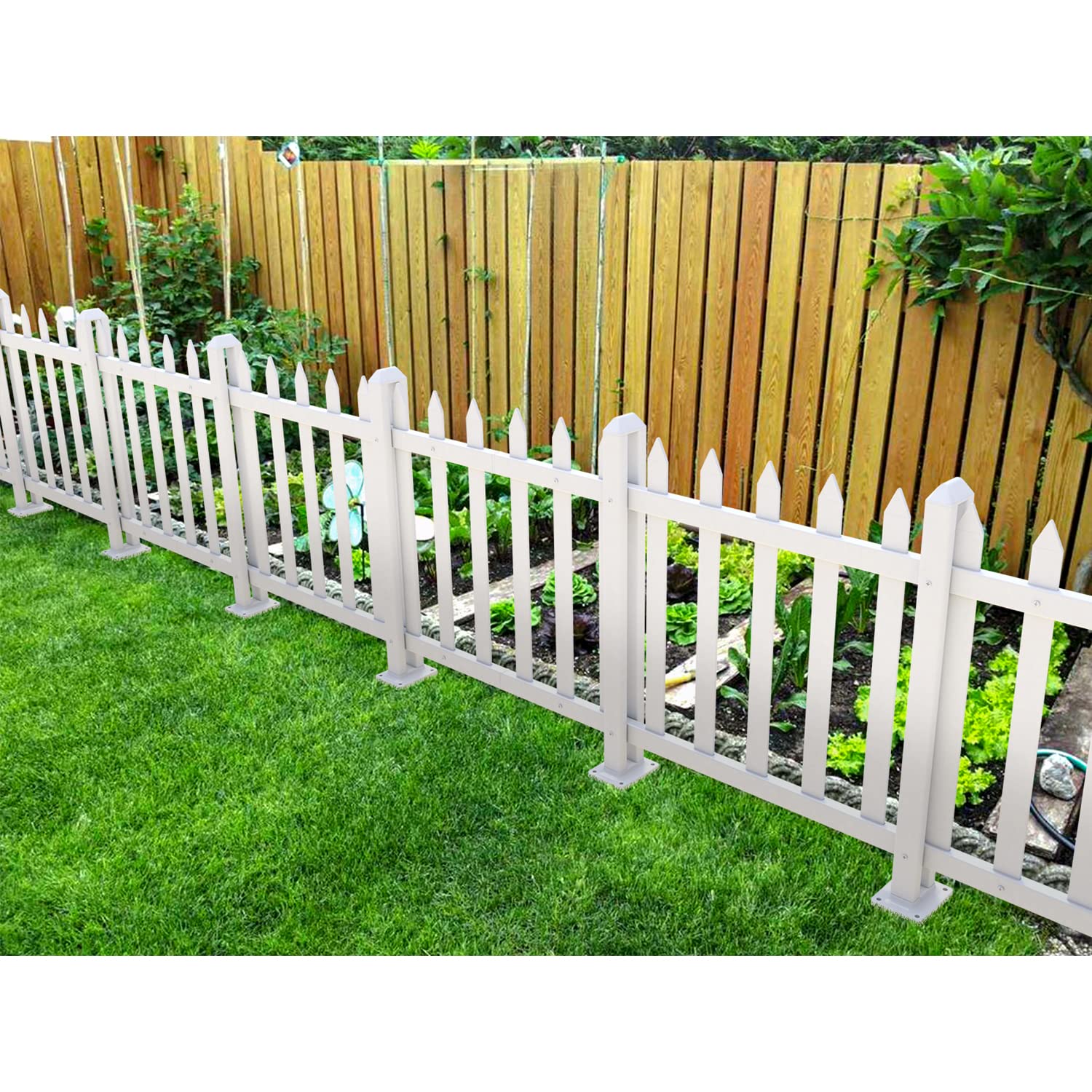 Snapklik.com : Patio White PVC Vinyl Classic Picket Fence Panels For ...