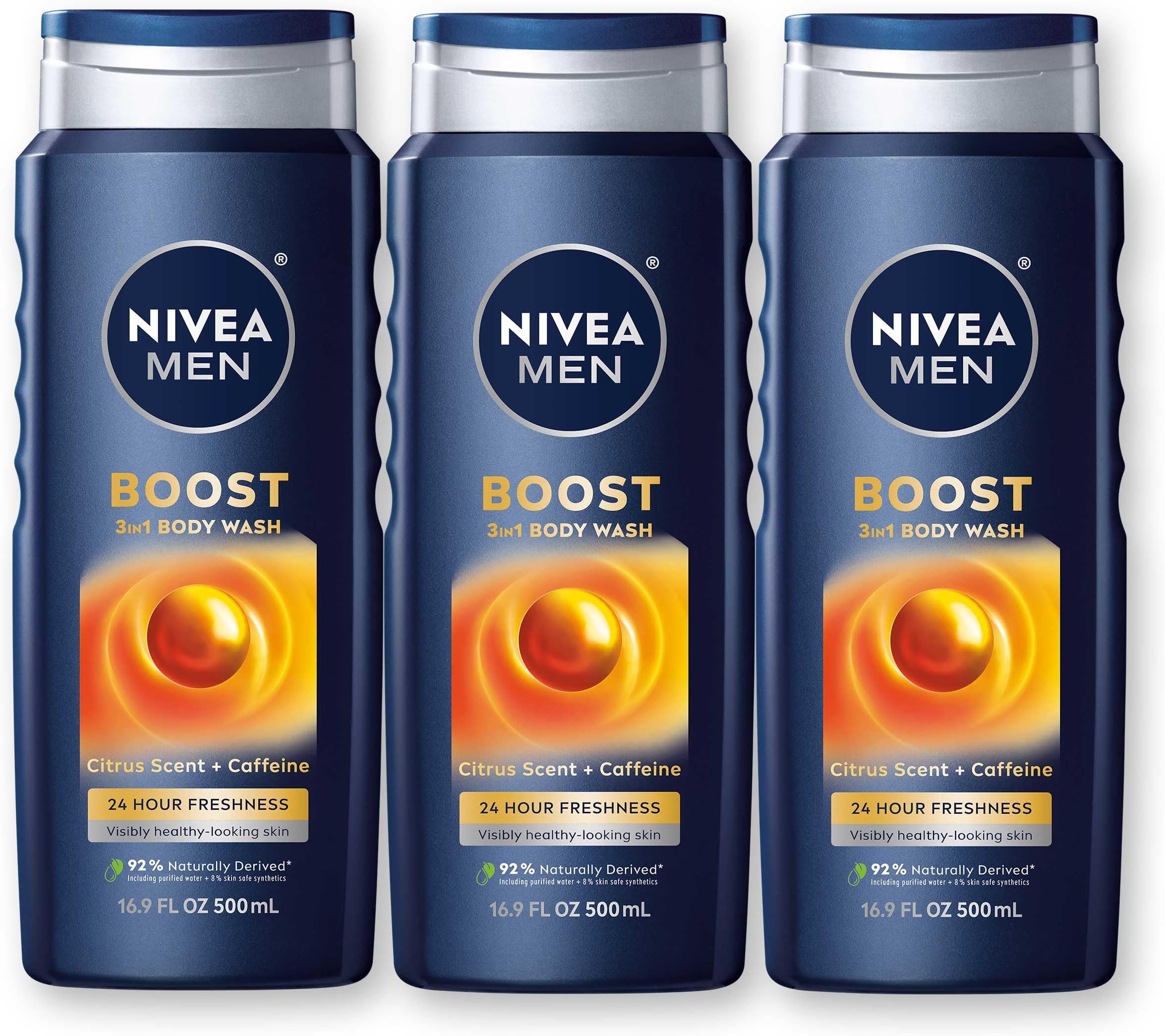 Amazon.com : NIVEA MEN Boost 3-in-1 Body Wash, Citrus Scent and Caffeine Enriched Men's Body ...