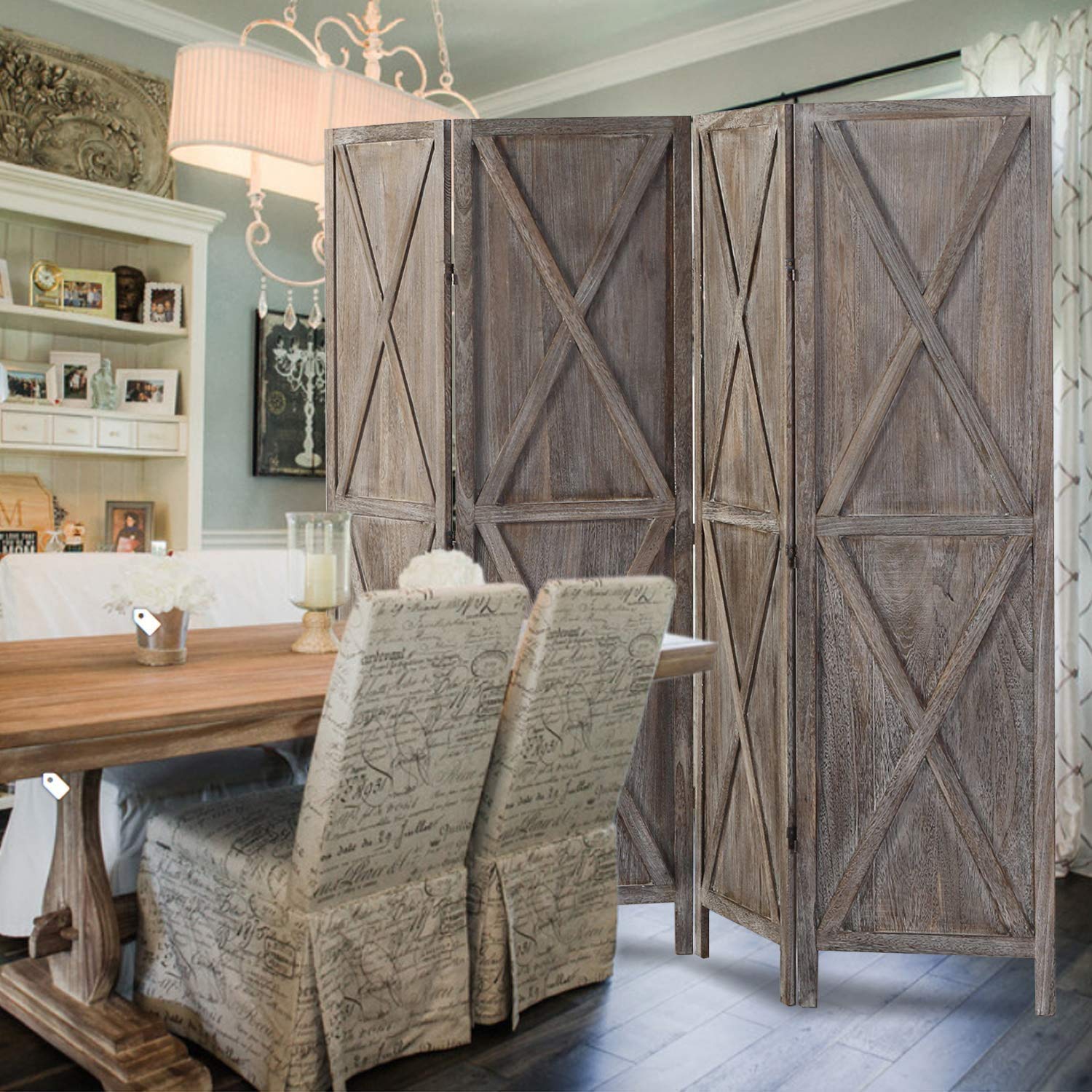 Oneinmil 4 Panel Wood Room Divider 5 9 Ft Tall | Desertcart Sri Lanka