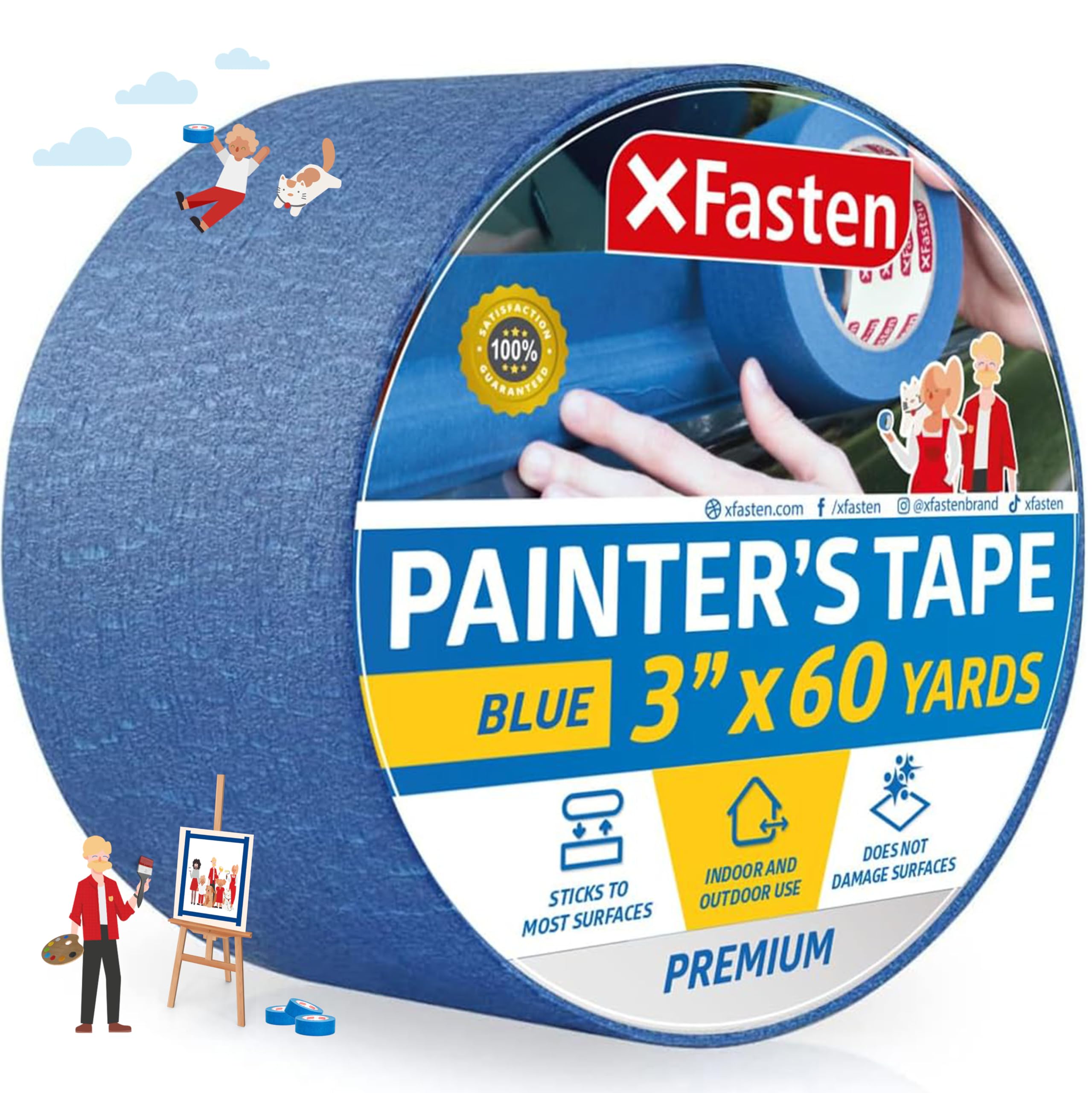 Snapklik.com : XFasten Professional Blue Painters Tape, Multi-Use, 3 ...