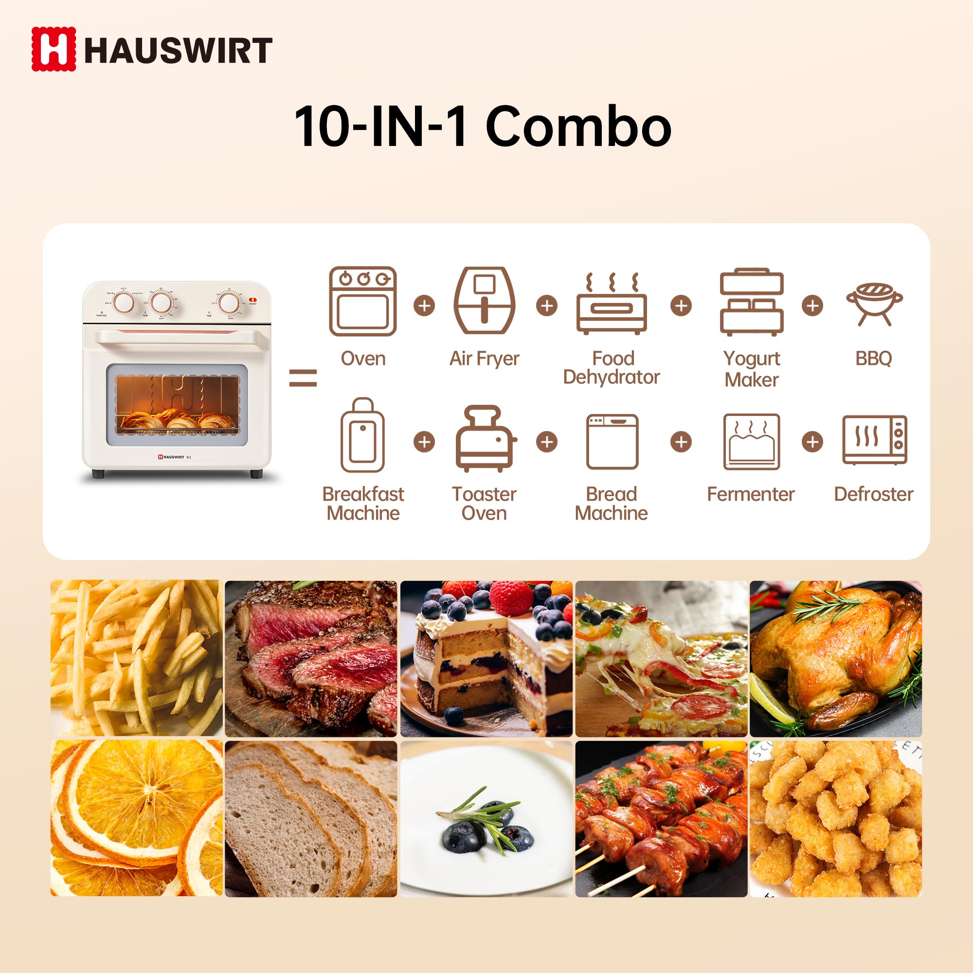 Snapklik.com : HAUSWIRT Air Fryer Oven K3, 10-in-1 Toaster Oven Air Fryer Combo 19QT, Convection ...