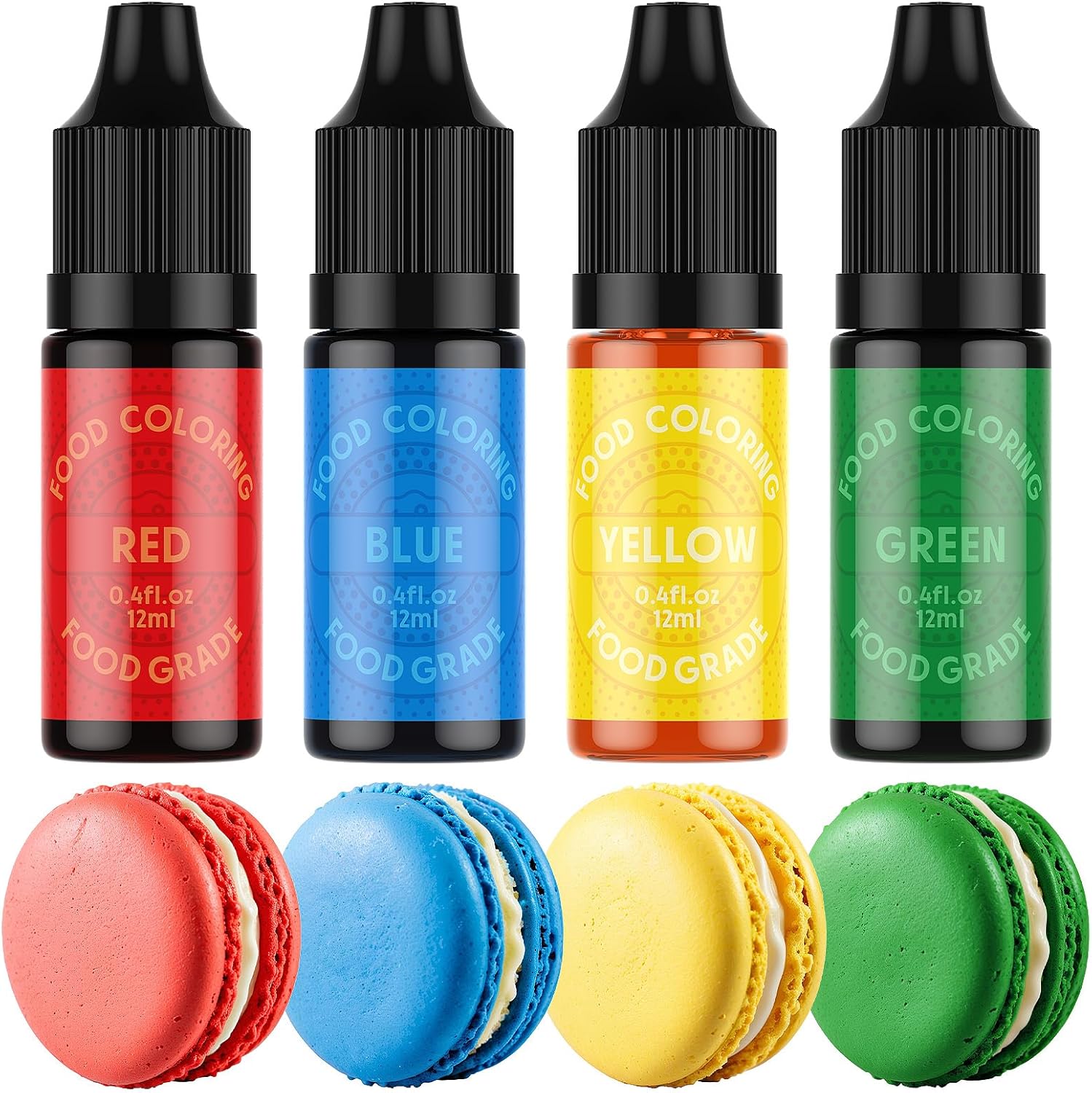 Food Coloring Set - 4 Colors Food Colouring Dye for Edible Cake ...