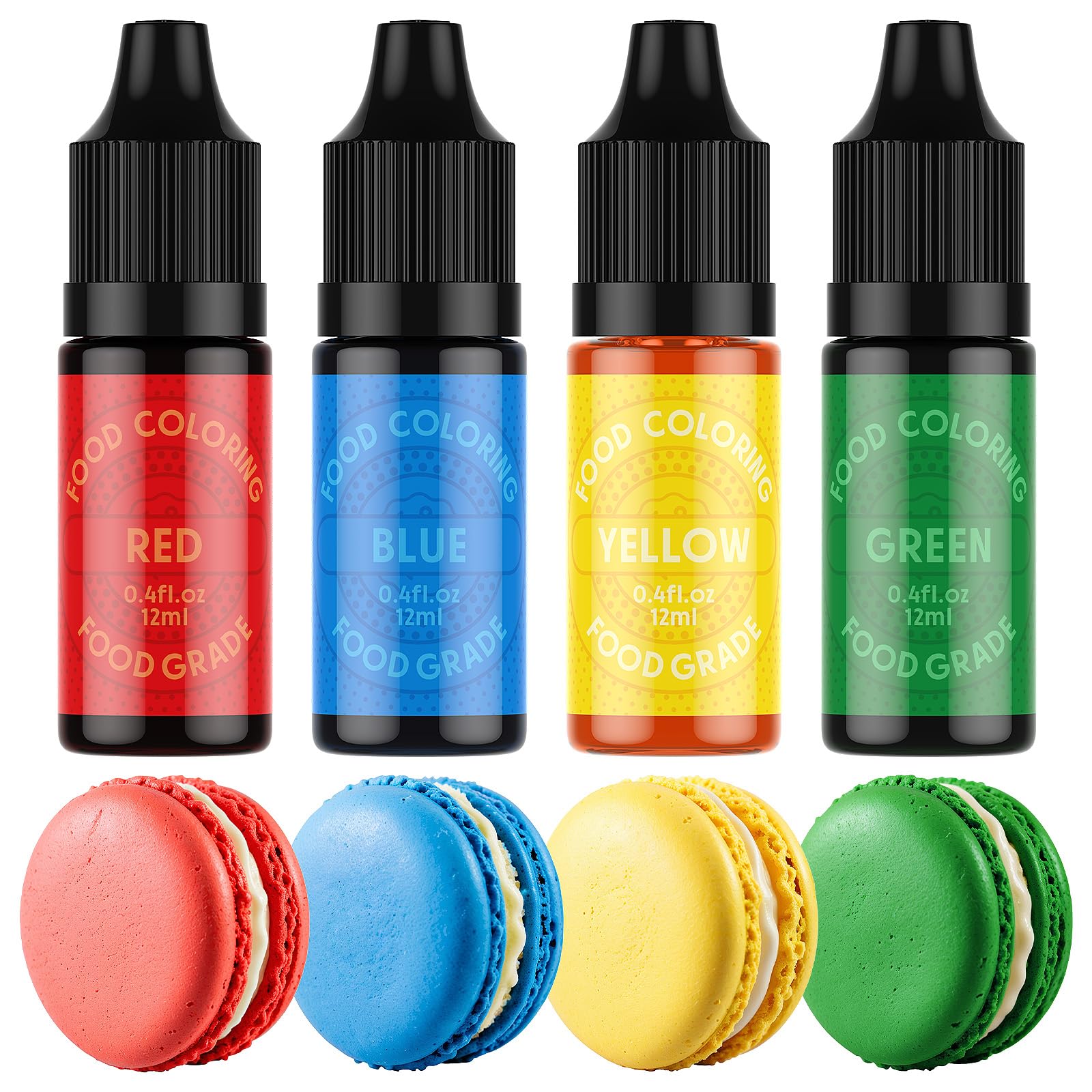 Food Coloring Set - 4 Colors Food Colouring Dye for Edible Cake ...
