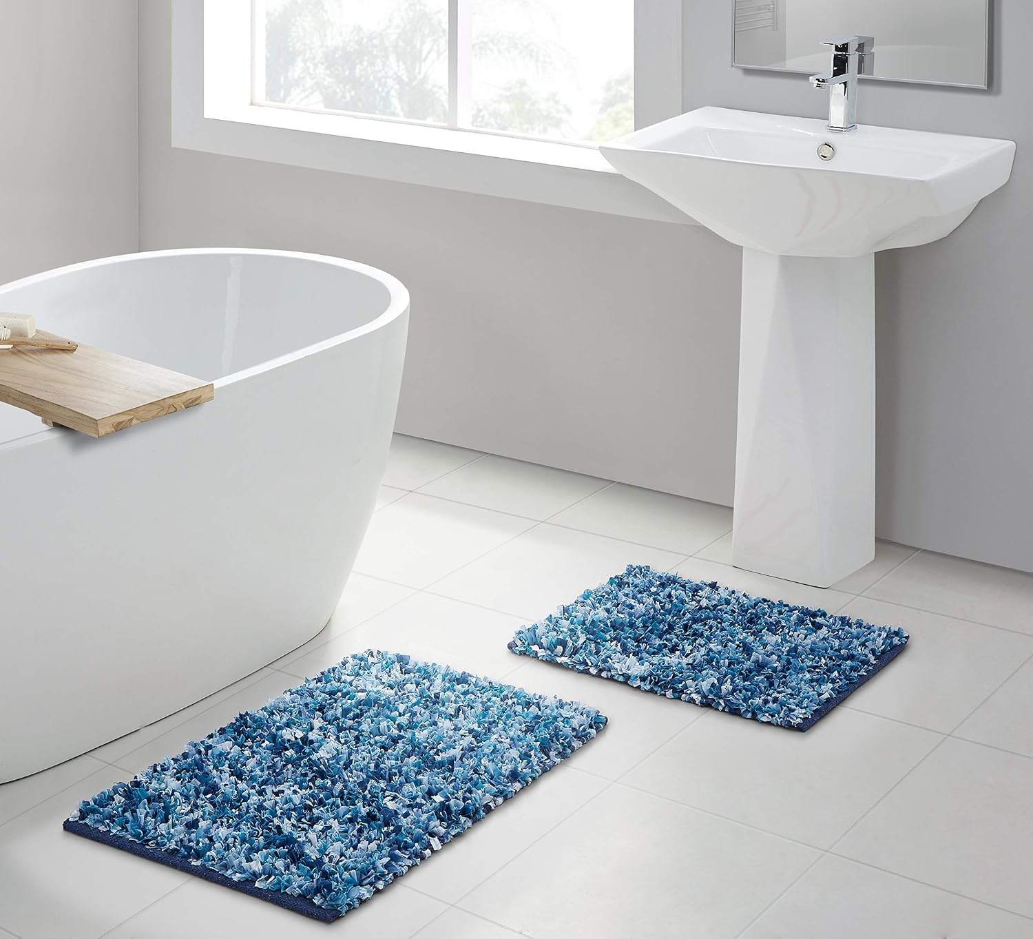 Amazon.com: VCNY Home Di Shag Bath Rug Set, 2PC, Blue : Home & Kitchen