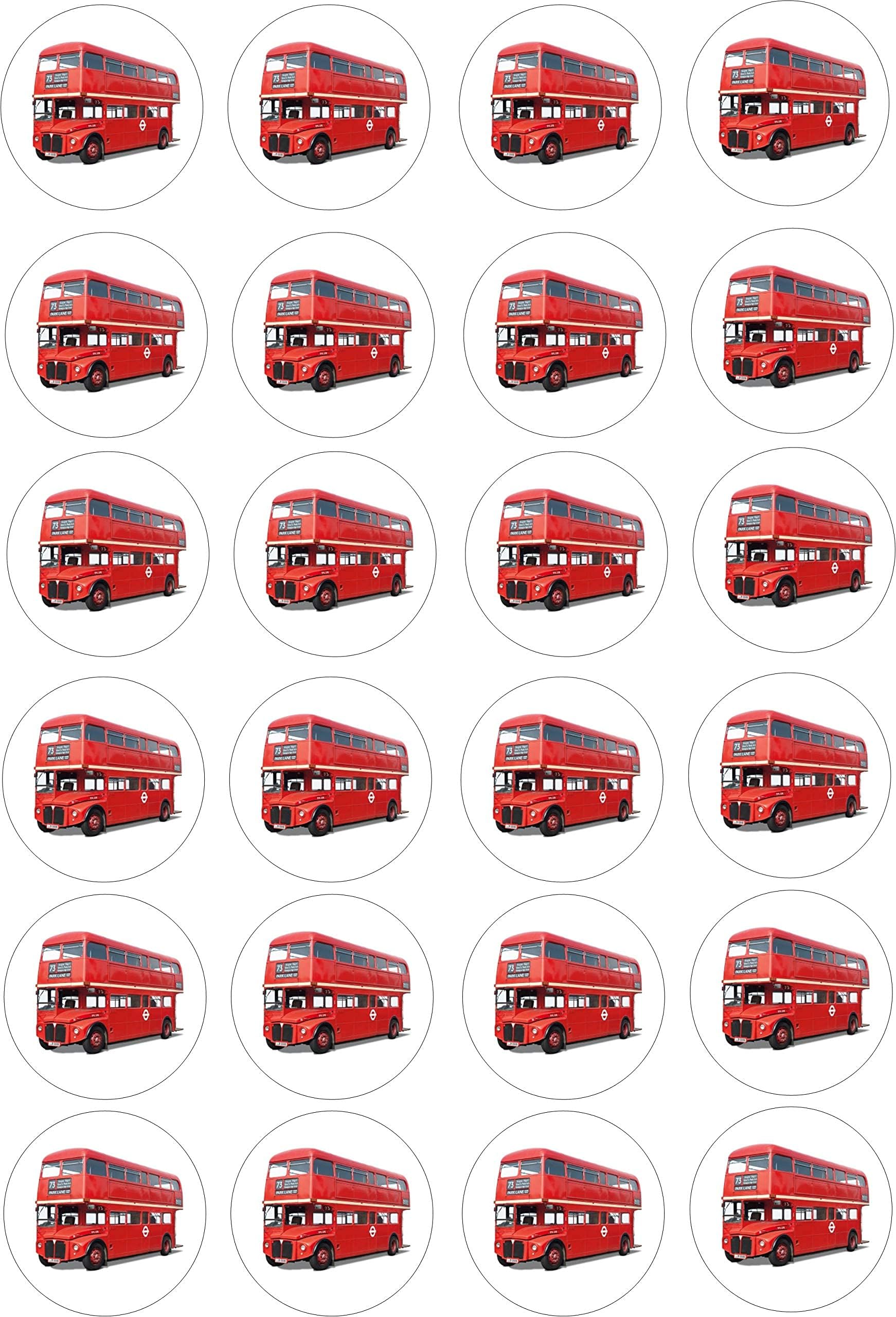 15 Red London Bus round edible cake toppers : Amazon.co.uk: Grocery