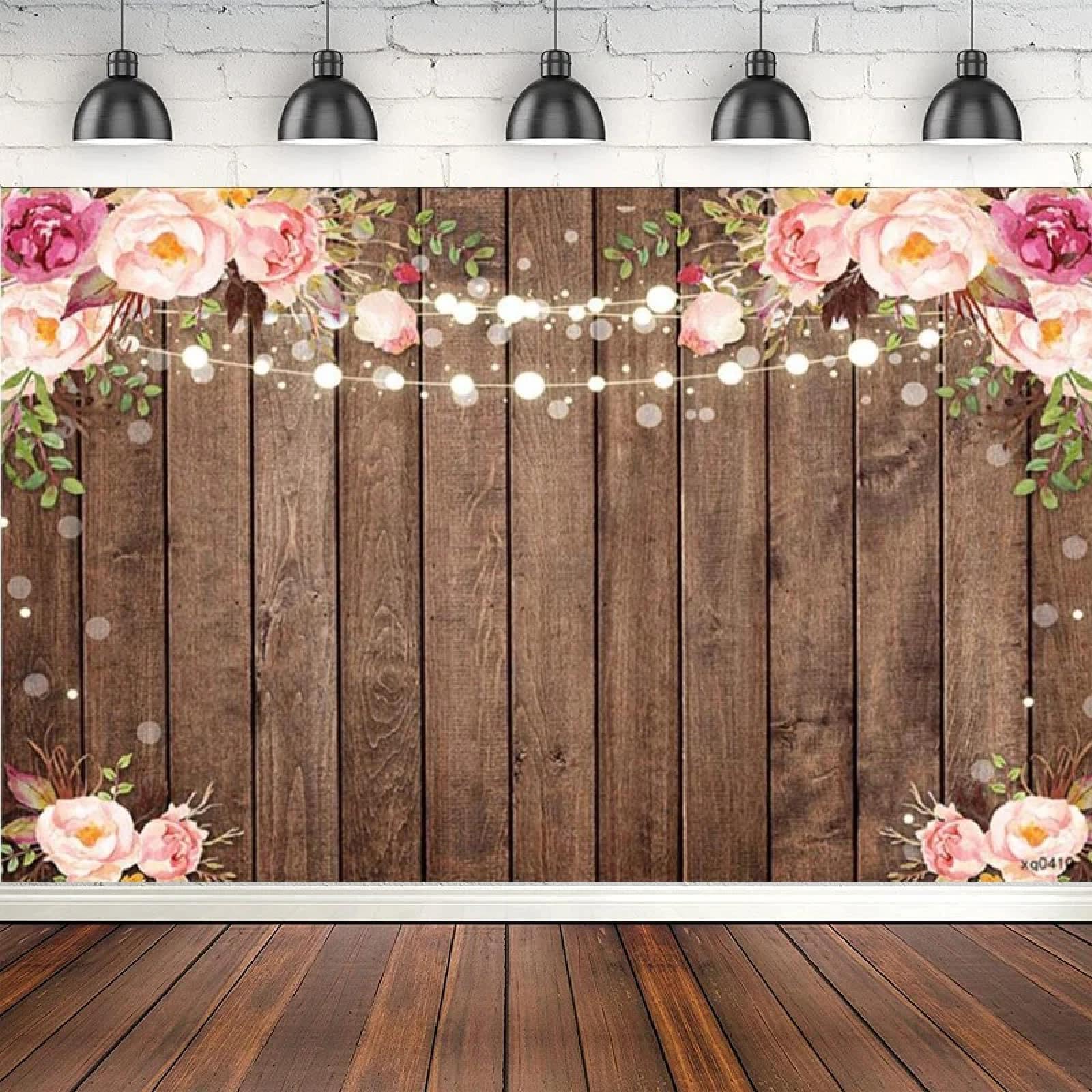 Rustic Wood Flowers Background Clip Art