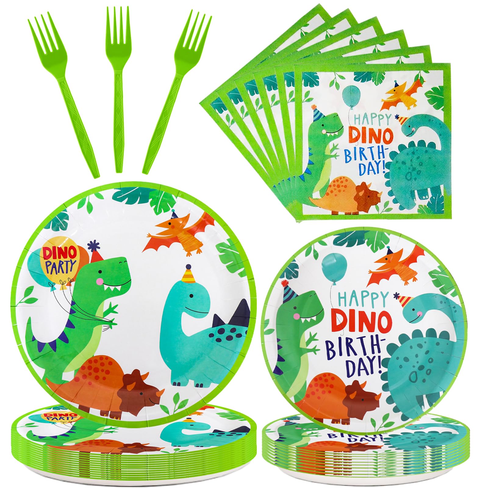 Amazon.com: 96 Pcs Dinosaur Party Supplies, Dinosaur Theme Birthday ...