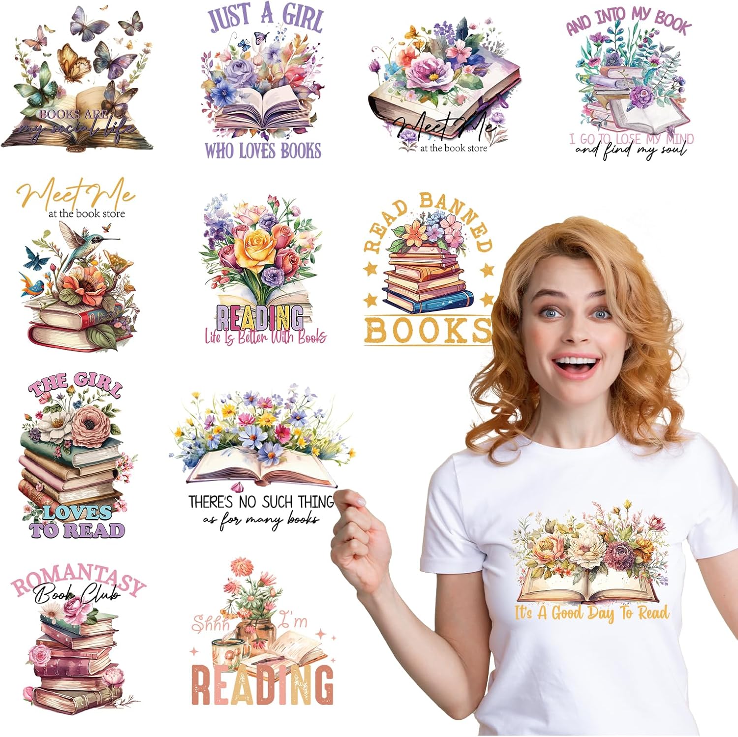 Amazon.com: Book Dtf Transfers Ready to Press - Wxiben 12 Sheets Book ...