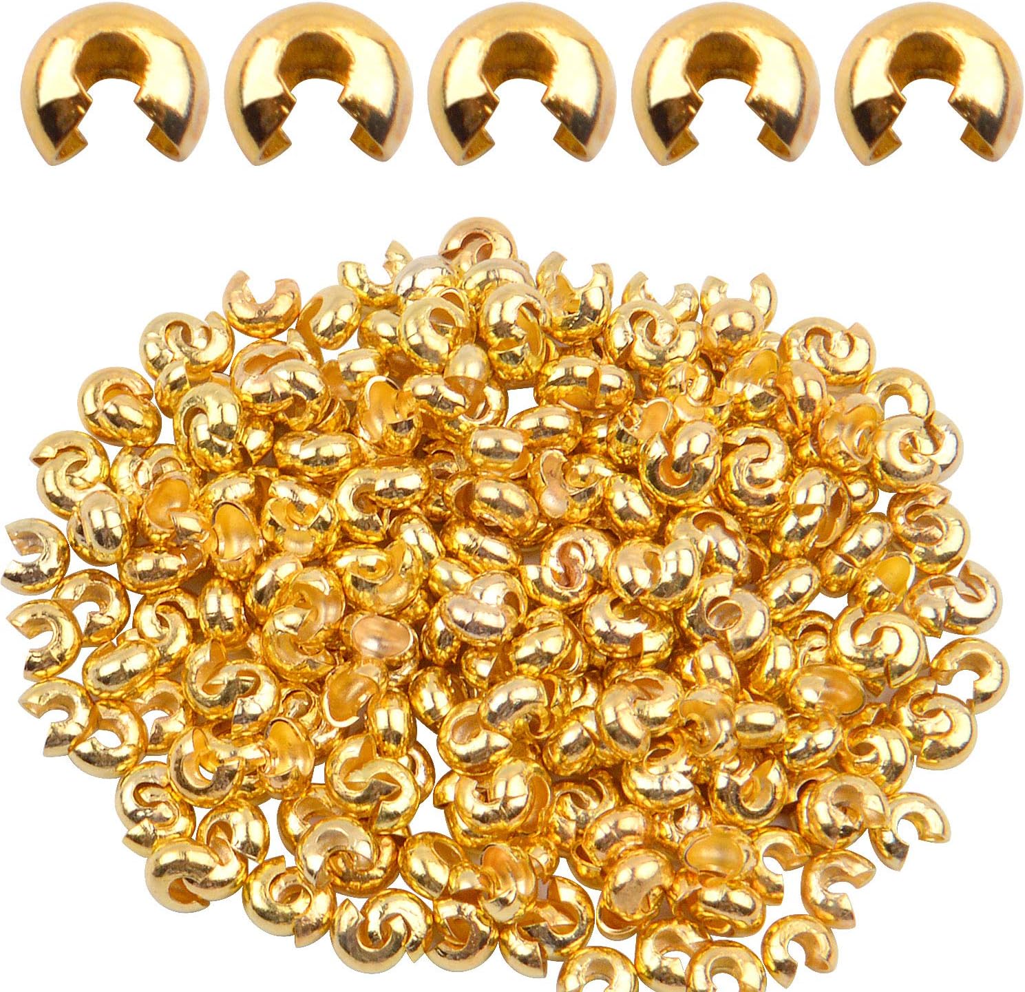 Amazon.com: 300 Pieces Crimp Beads Covers Half Round Open Tube Beads ...